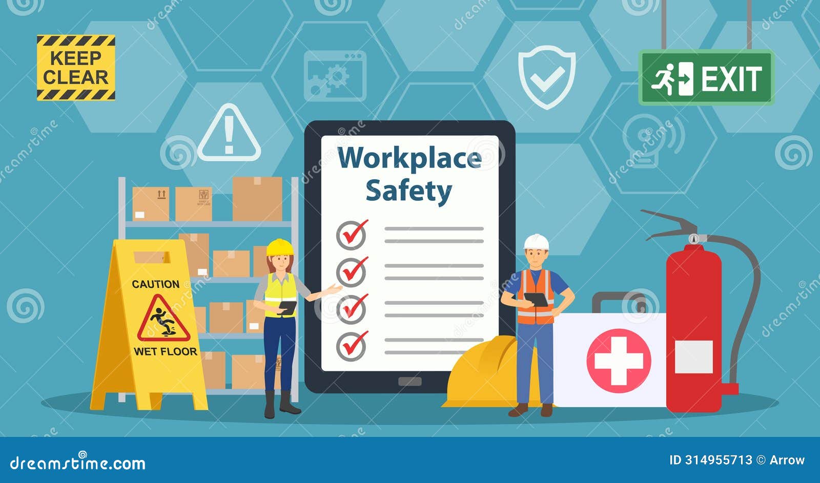 Occupational Workplace Safety Background. Stock Illustration ...