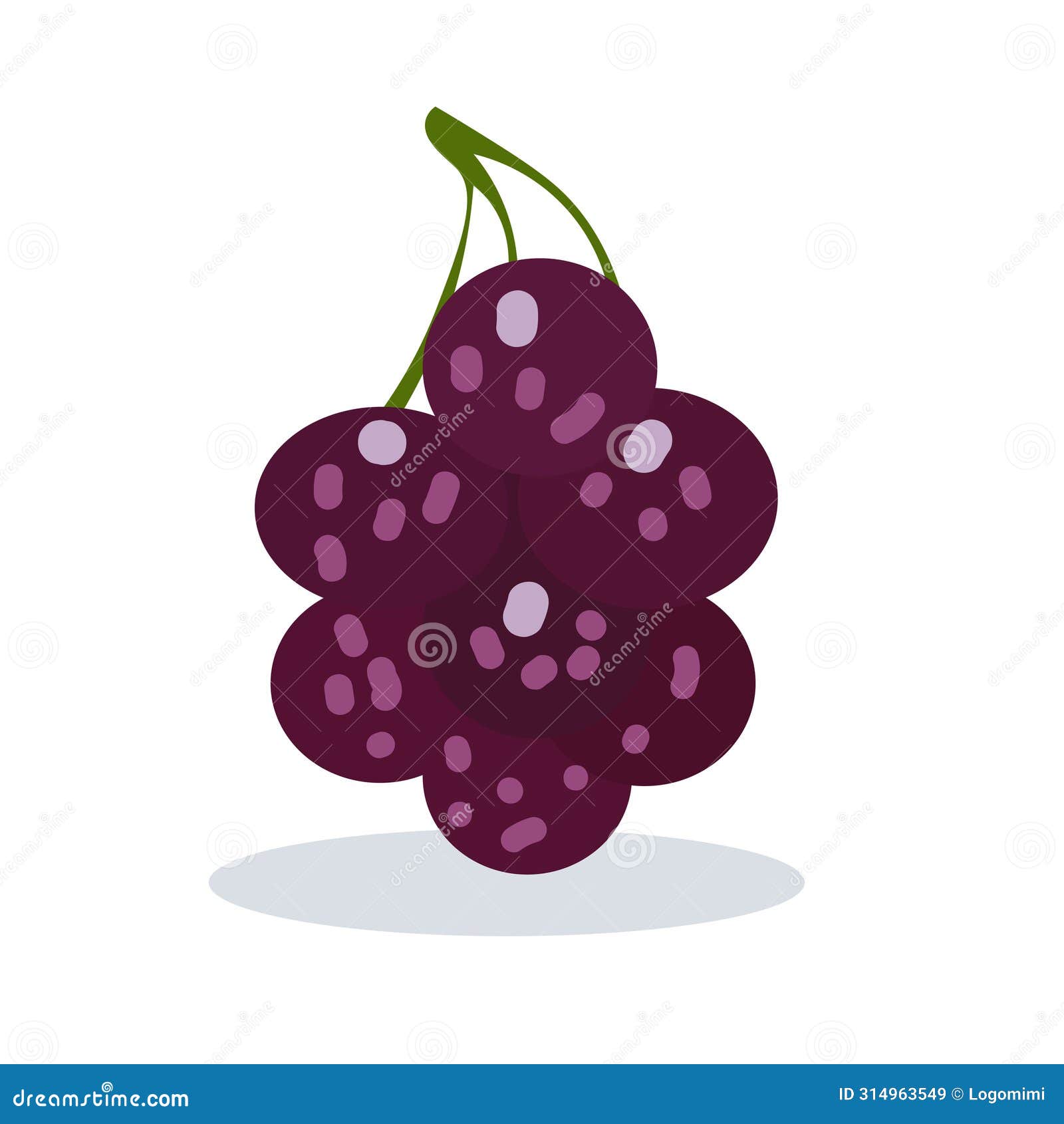 Jumbo Black Grapes Vector Illustration, Big Grape Fruit Flat Icon ...