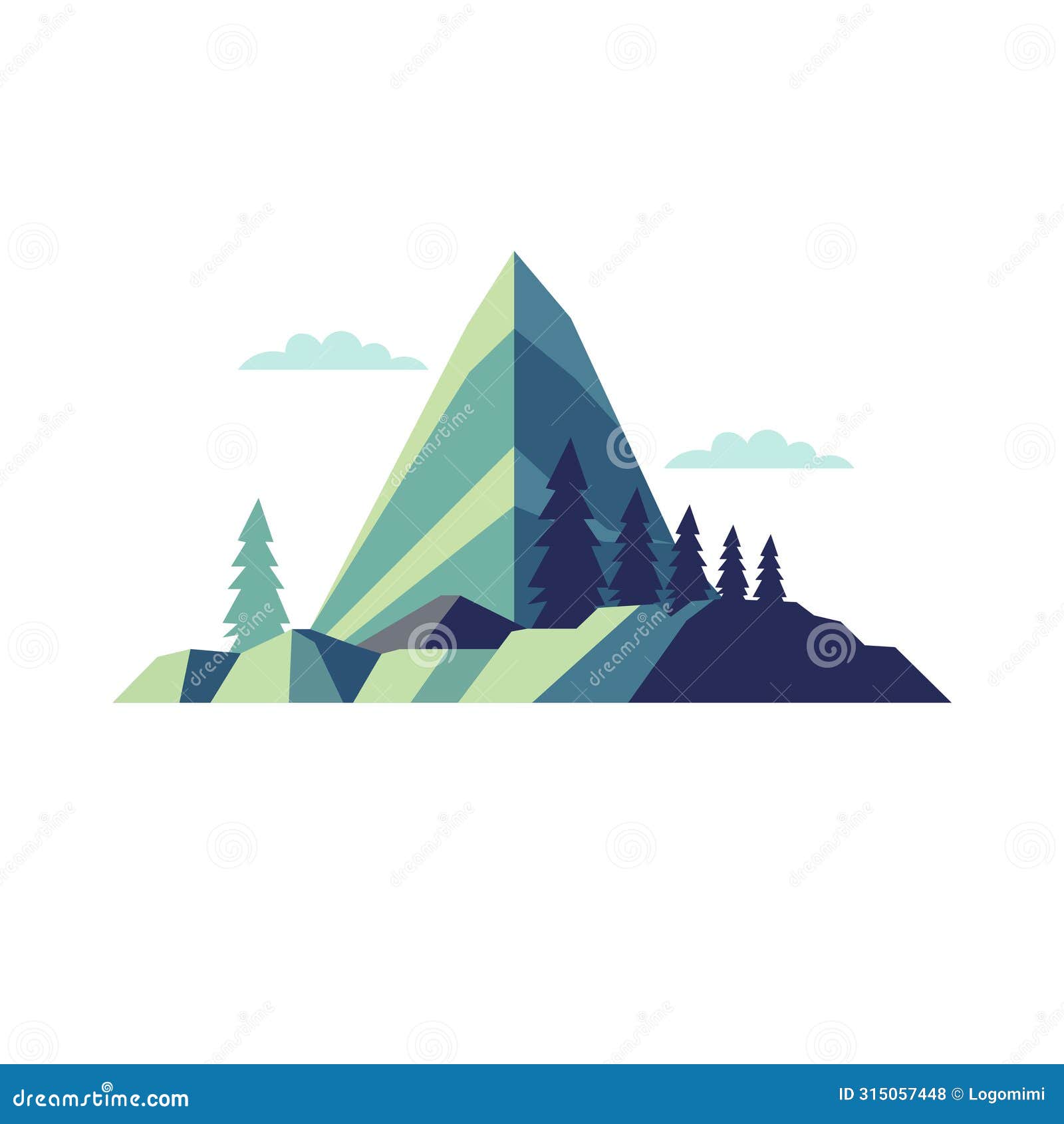 Mountain Vector Illustration, Mountain Top in Flat Design Style ...