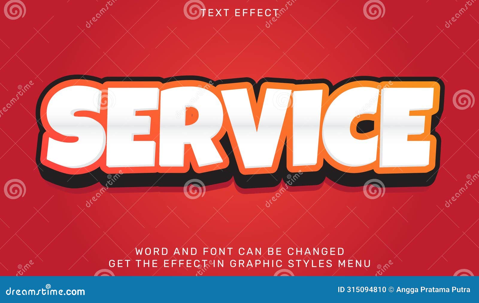 Service Text Effect Template in 3d Design Stock Vector - Illustration ...