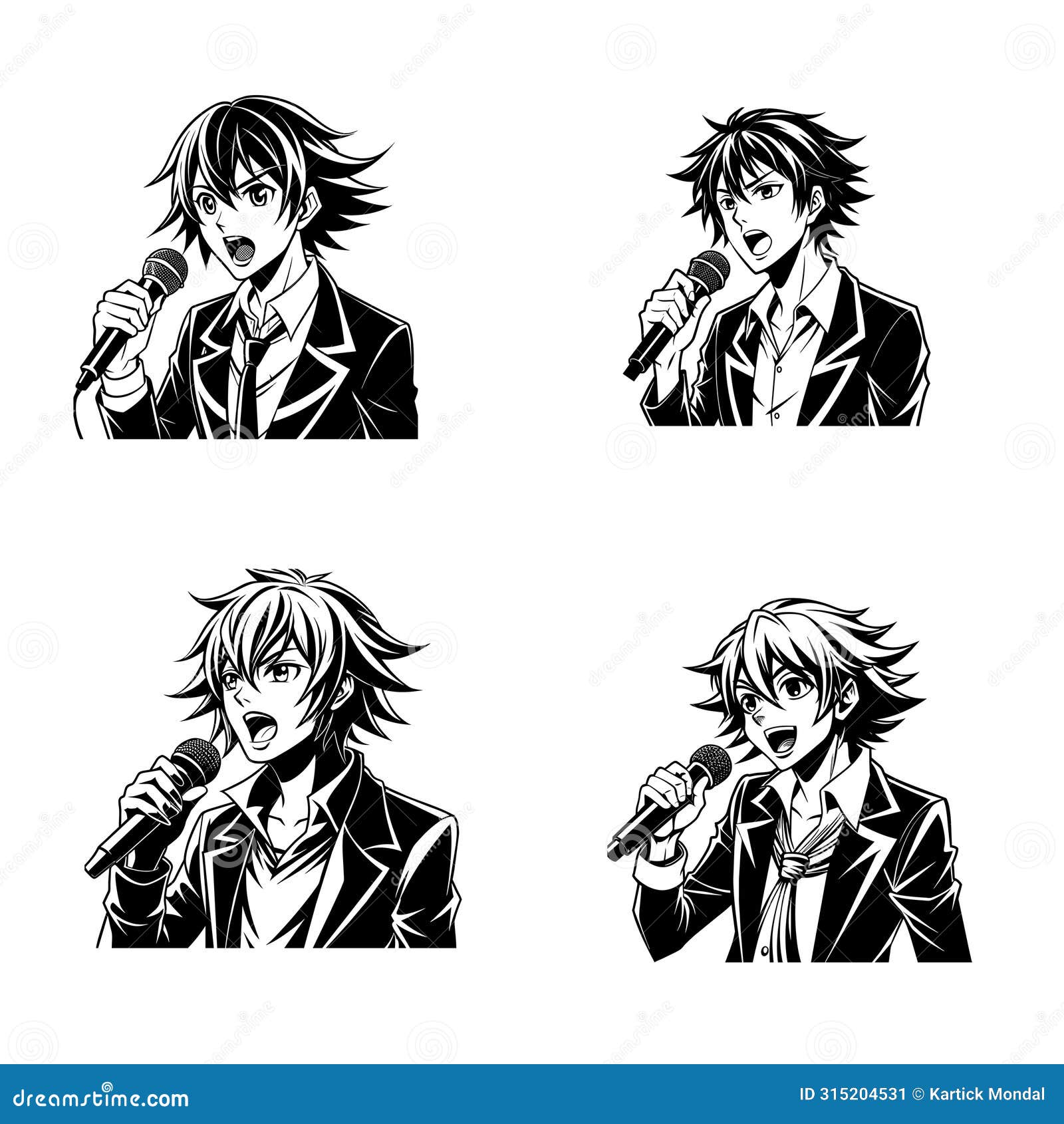 Singer Logo - Microphone Silhouette In Rectangle Vector Illustration ...