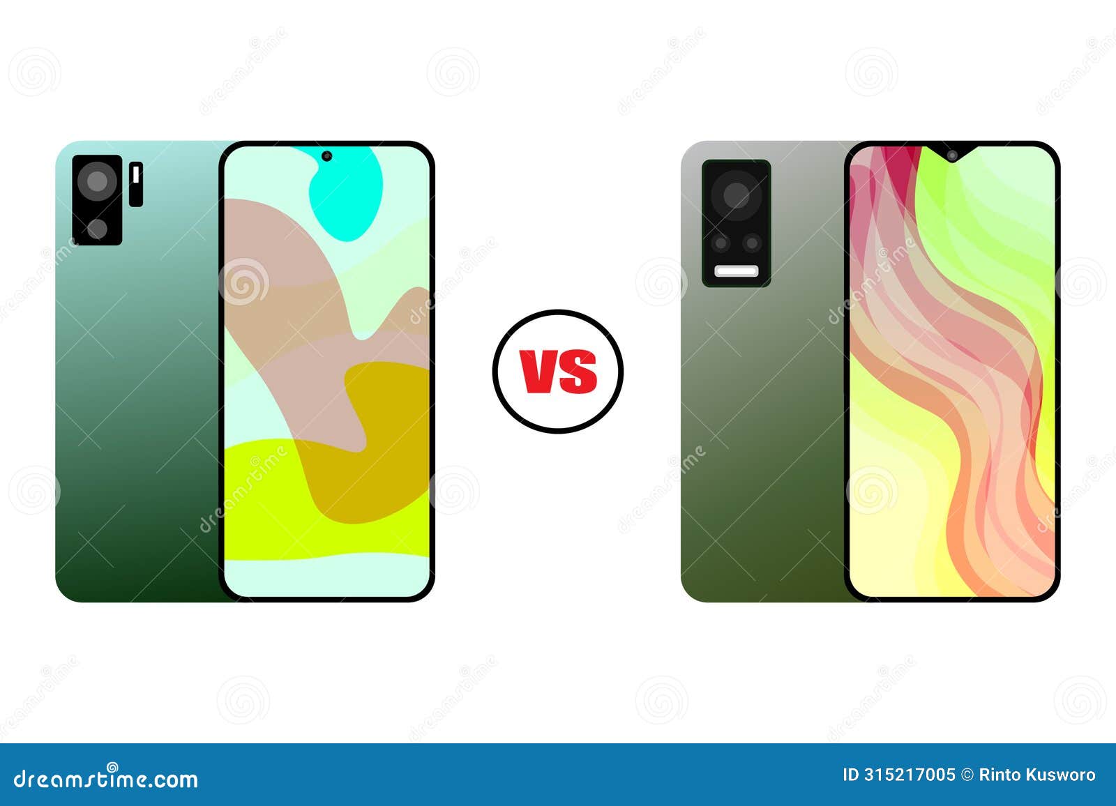 VS of Cellphone. Comparison Two Smartphones. Illustration Concept Stock ...