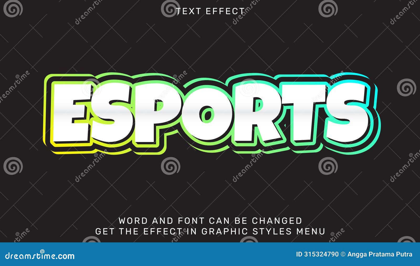 Esports Text Effect Template in 3d Style Stock Vector - Illustration of ...
