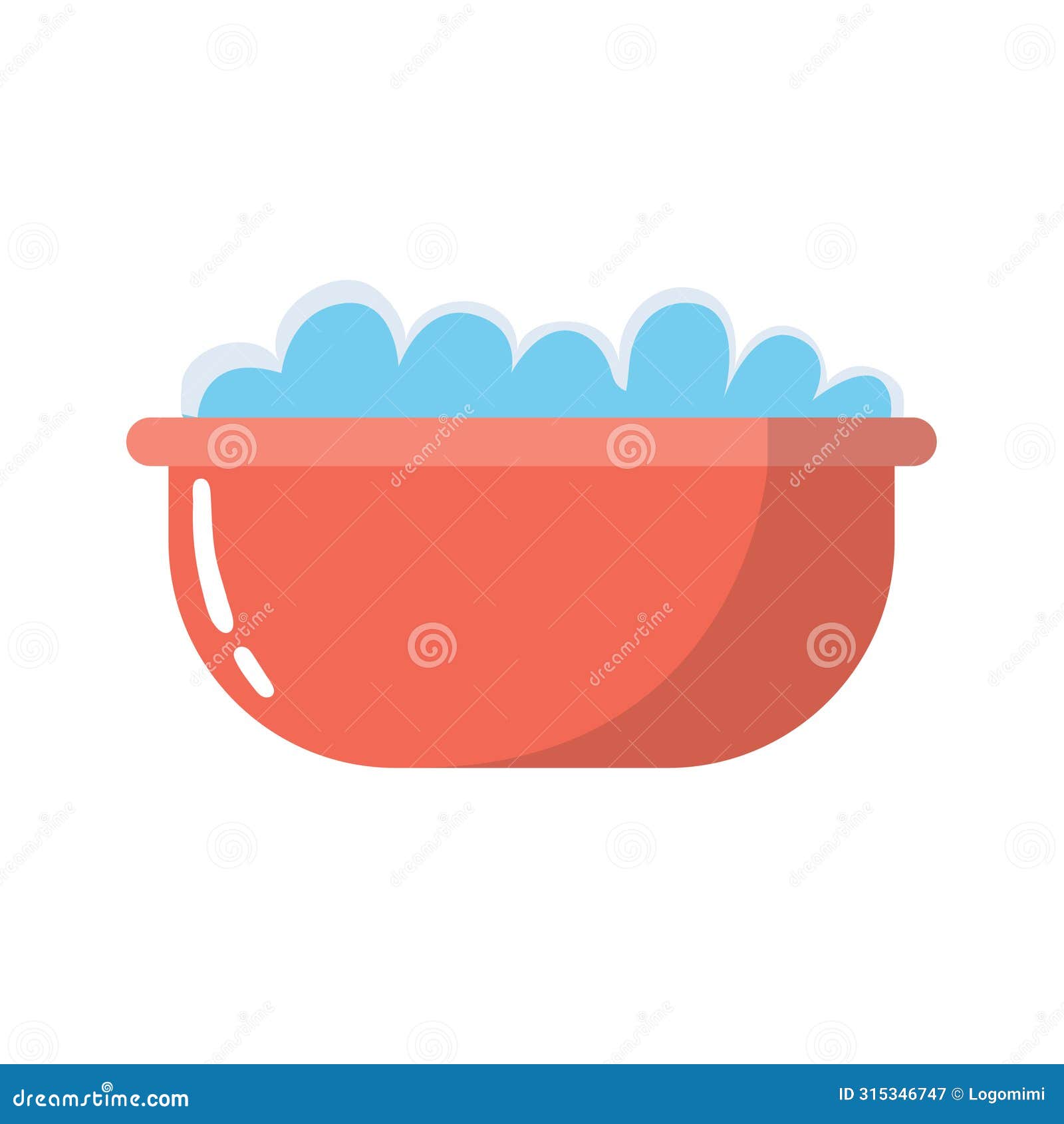 Laundry Tub Vector Illustration, Water Basin Flat Icon, Red Washing Tub ...