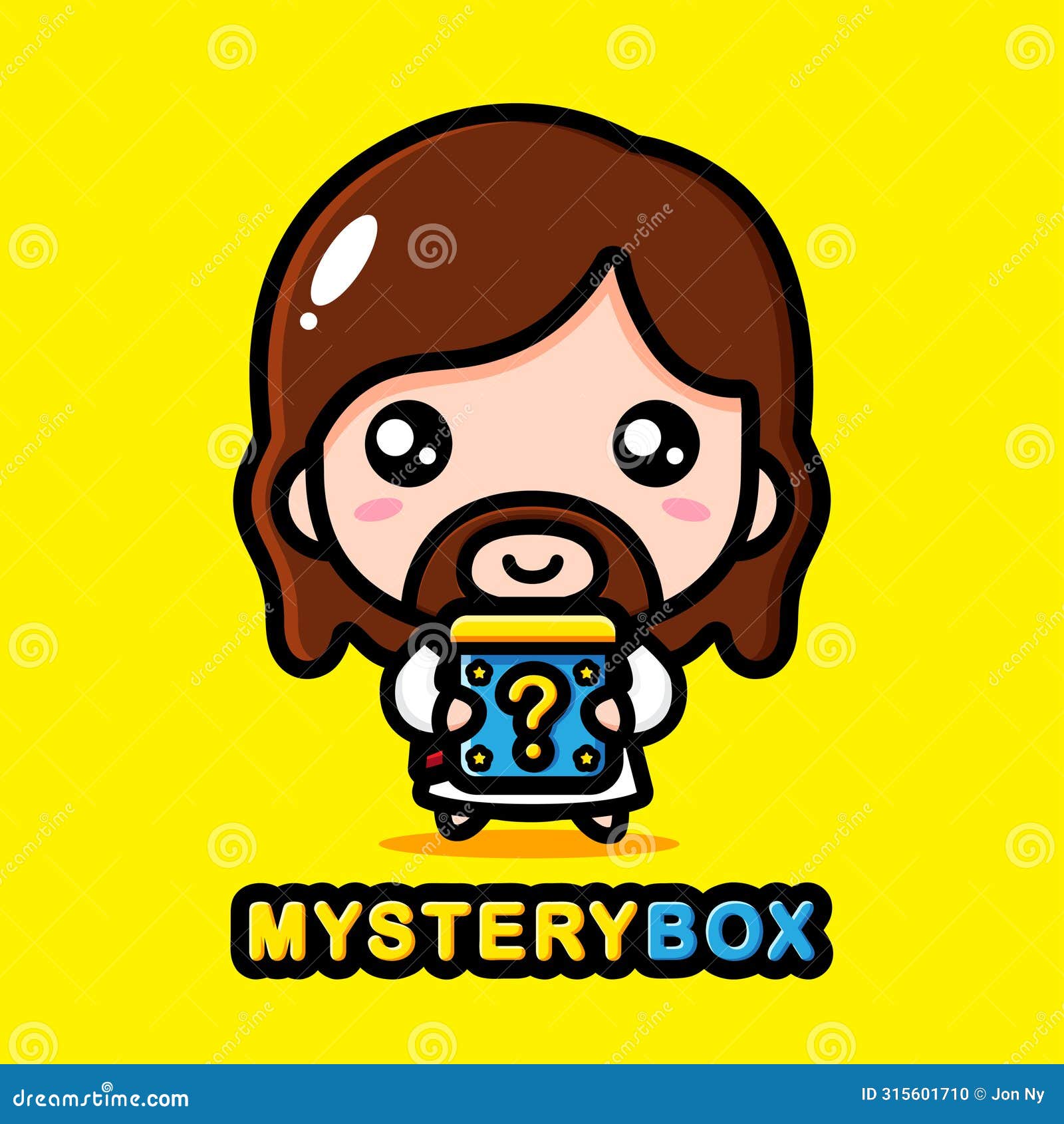 CUTE JESUS with MYSTERY BOX Stock Vector - Illustration of happy ...