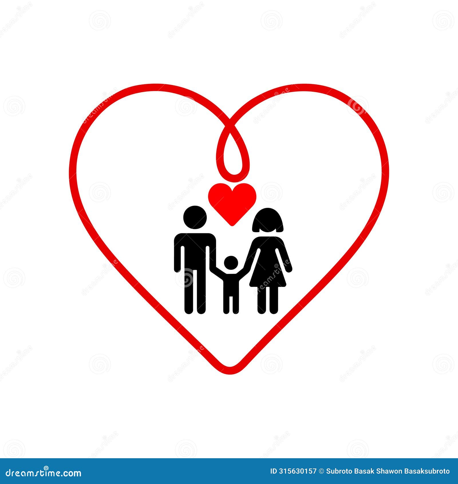 Family Sign in Heart Shape. Stock Vector - Illustration of walking ...