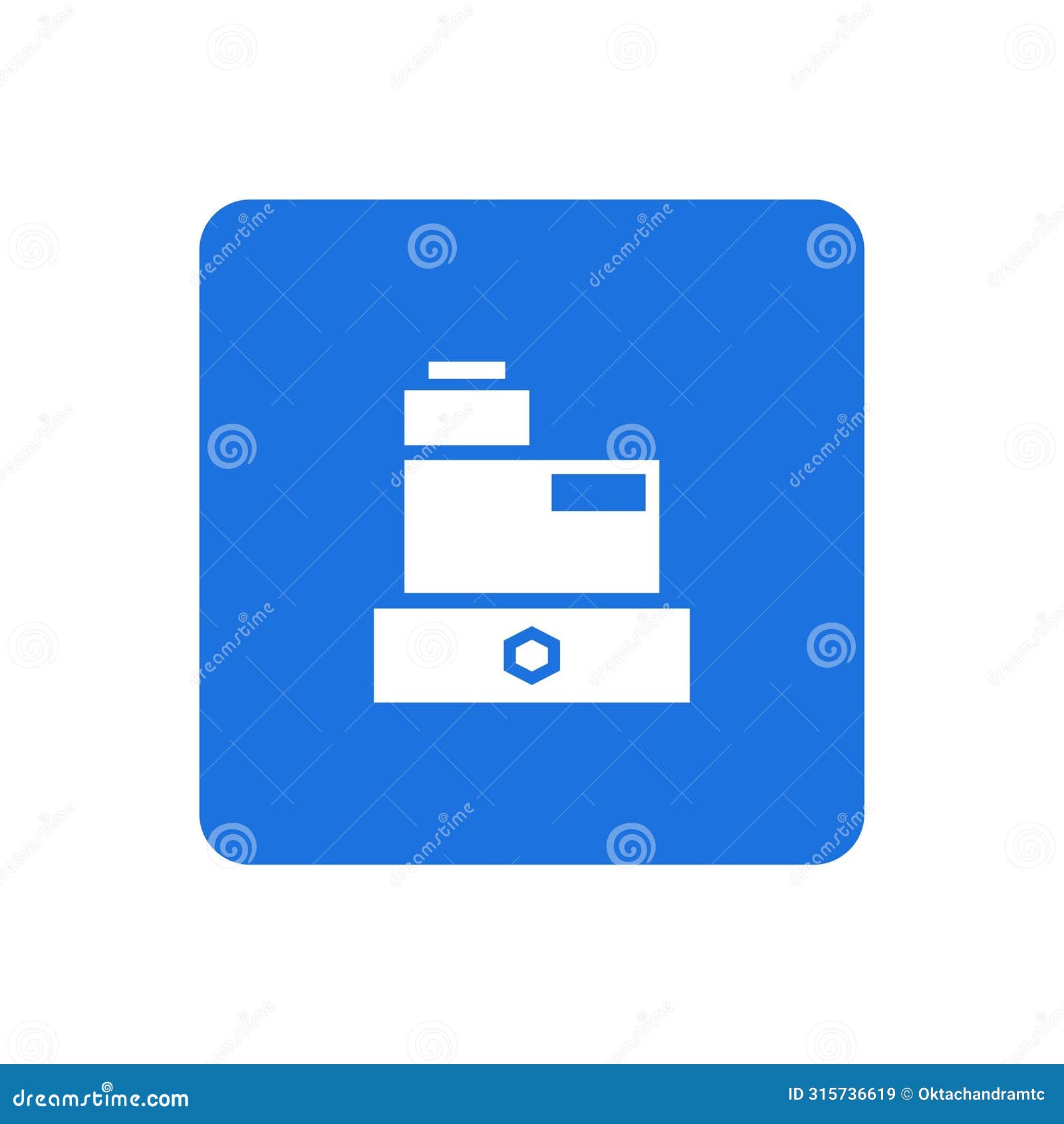Cashier Application Icon on Blue Background. Flat Design Style Icon ...