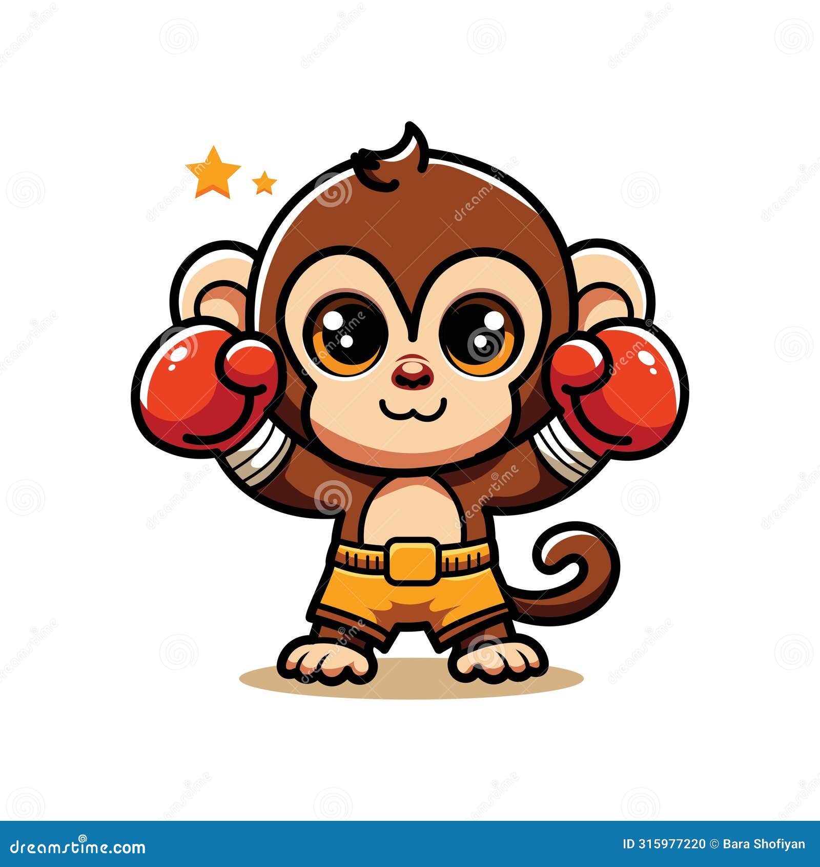 Funny Vector Illustration of Monkey Boxer Stock Vector - Illustration ...