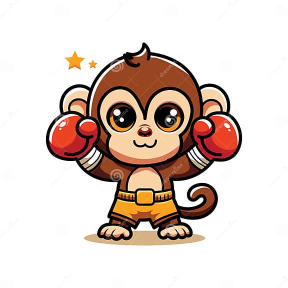 Funny Vector Illustration of Monkey Boxer Stock Vector - Illustration ...