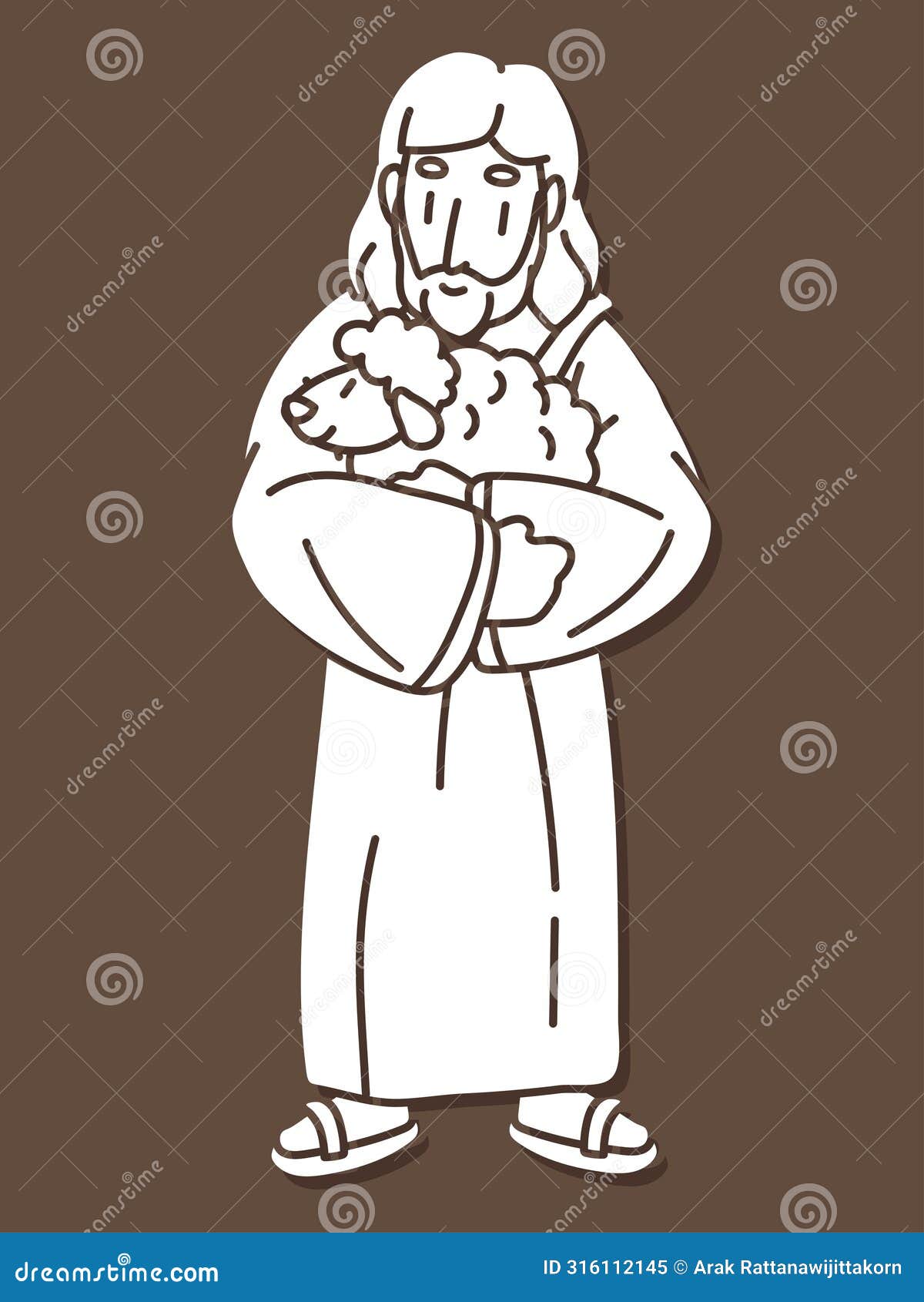 The Embrace Of God. Jesus Hugging Girl Vector Cartoon Illustration ...