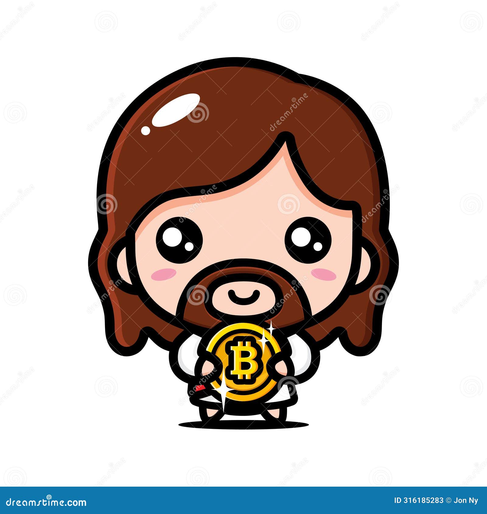 Cute Jesus Holding Shiny Bitcoin Stock Vector - Illustration of faith ...