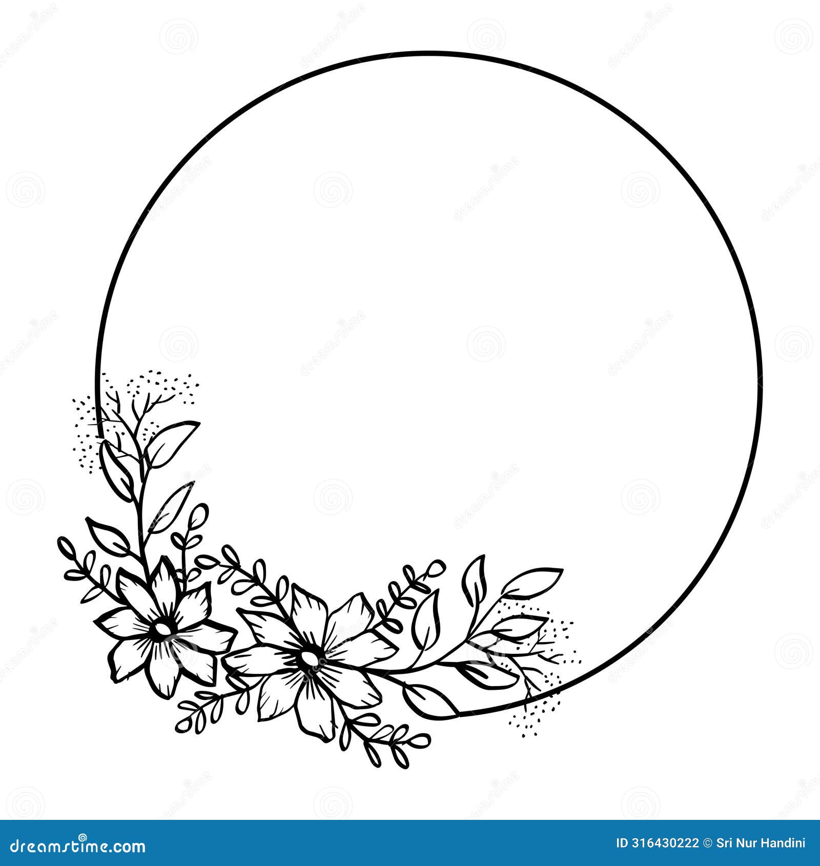 Circle Flower Black White Frame Stock Vector - Illustration of nature ...