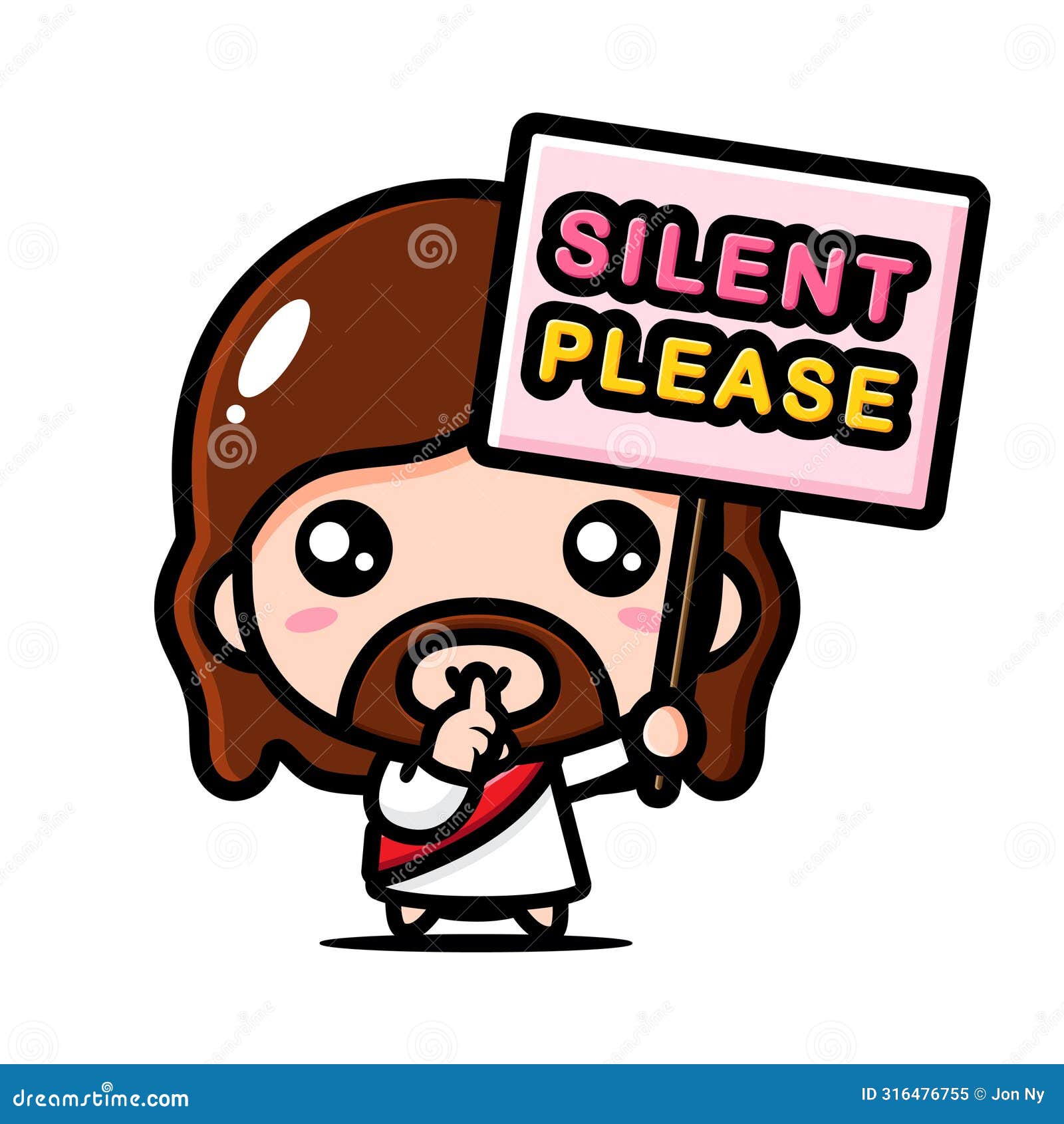 Cute Jesus Pose Silent Please Stock Illustration - Illustration of ...