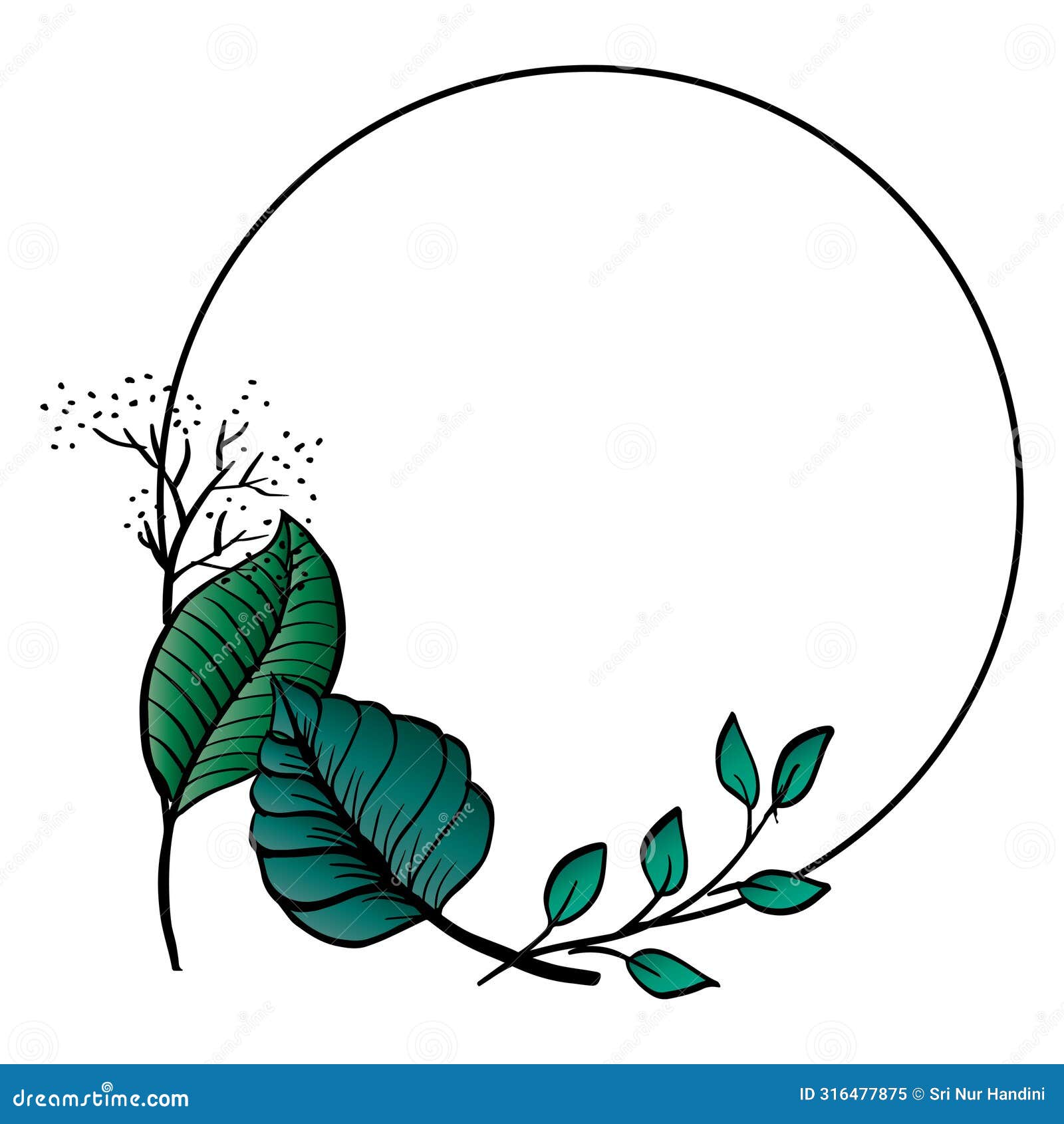 Beautiful Leaves Circle Frame. Stock Illustration - Illustration of ...