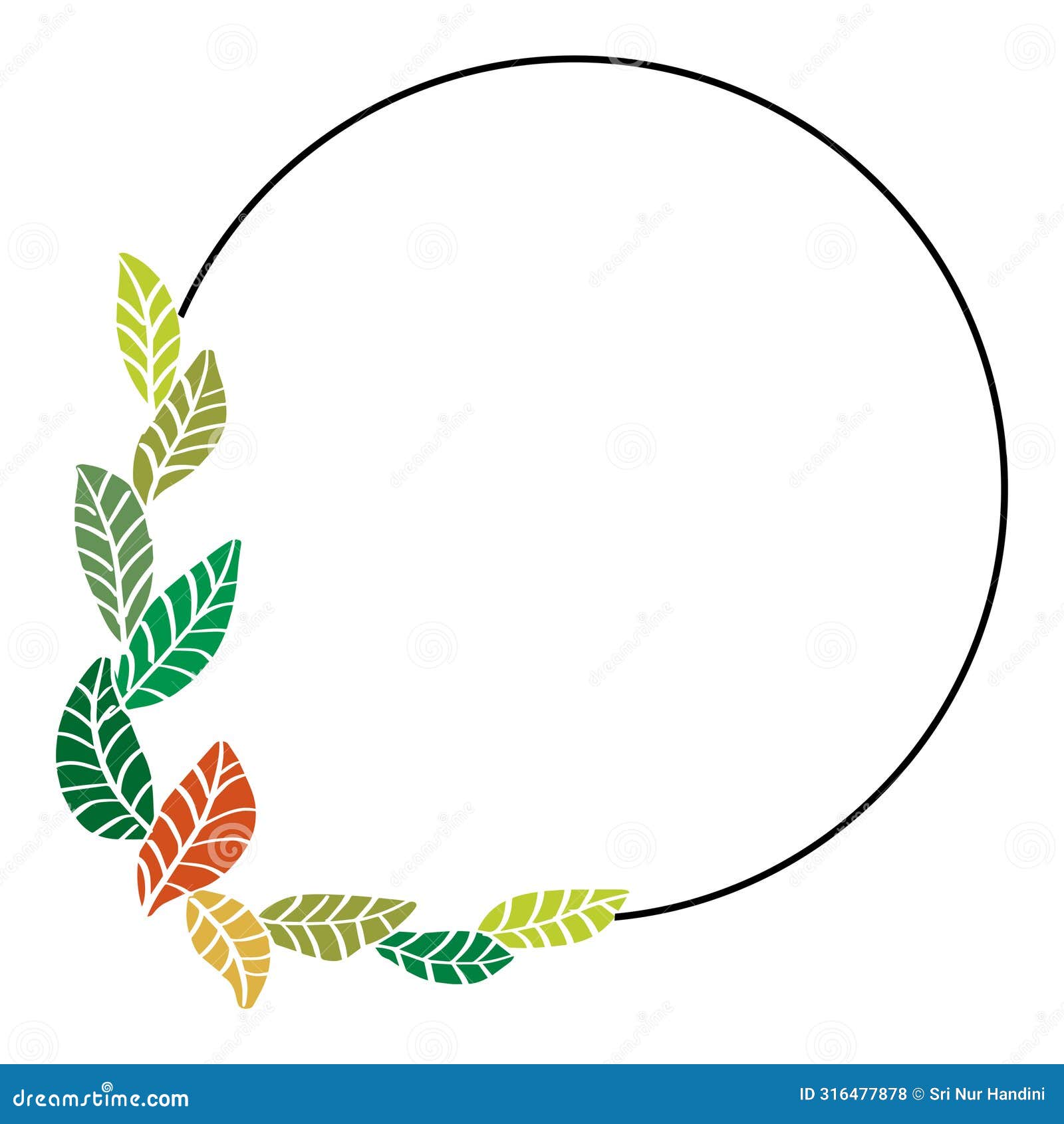 Beautiful Leaves Circle Frame. Stock Illustration - Illustration of ...