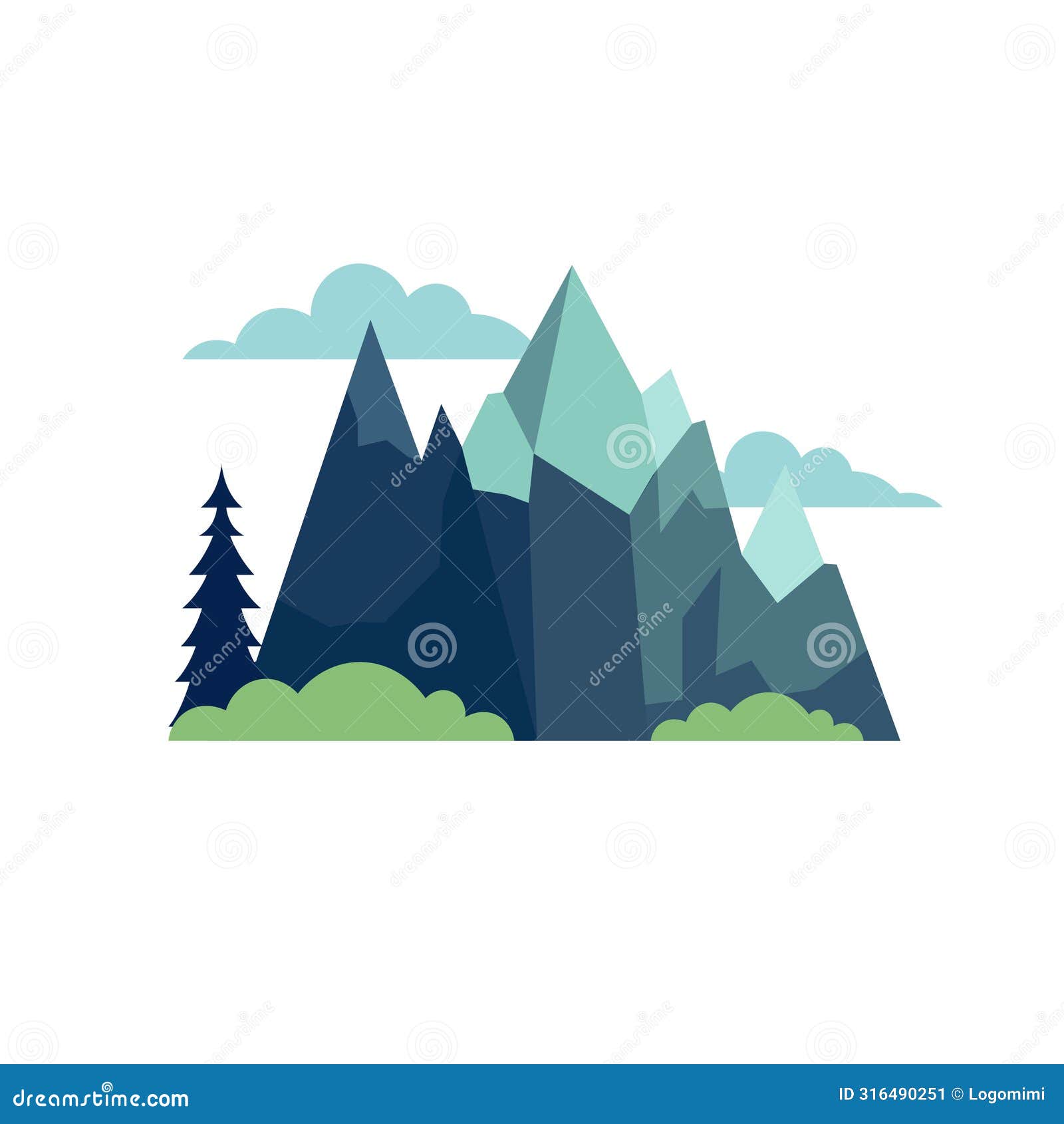 Cartoon Mountain in Flat Design Style, Mountains Flat Icon Vector Illustration. Stock Vector ...
