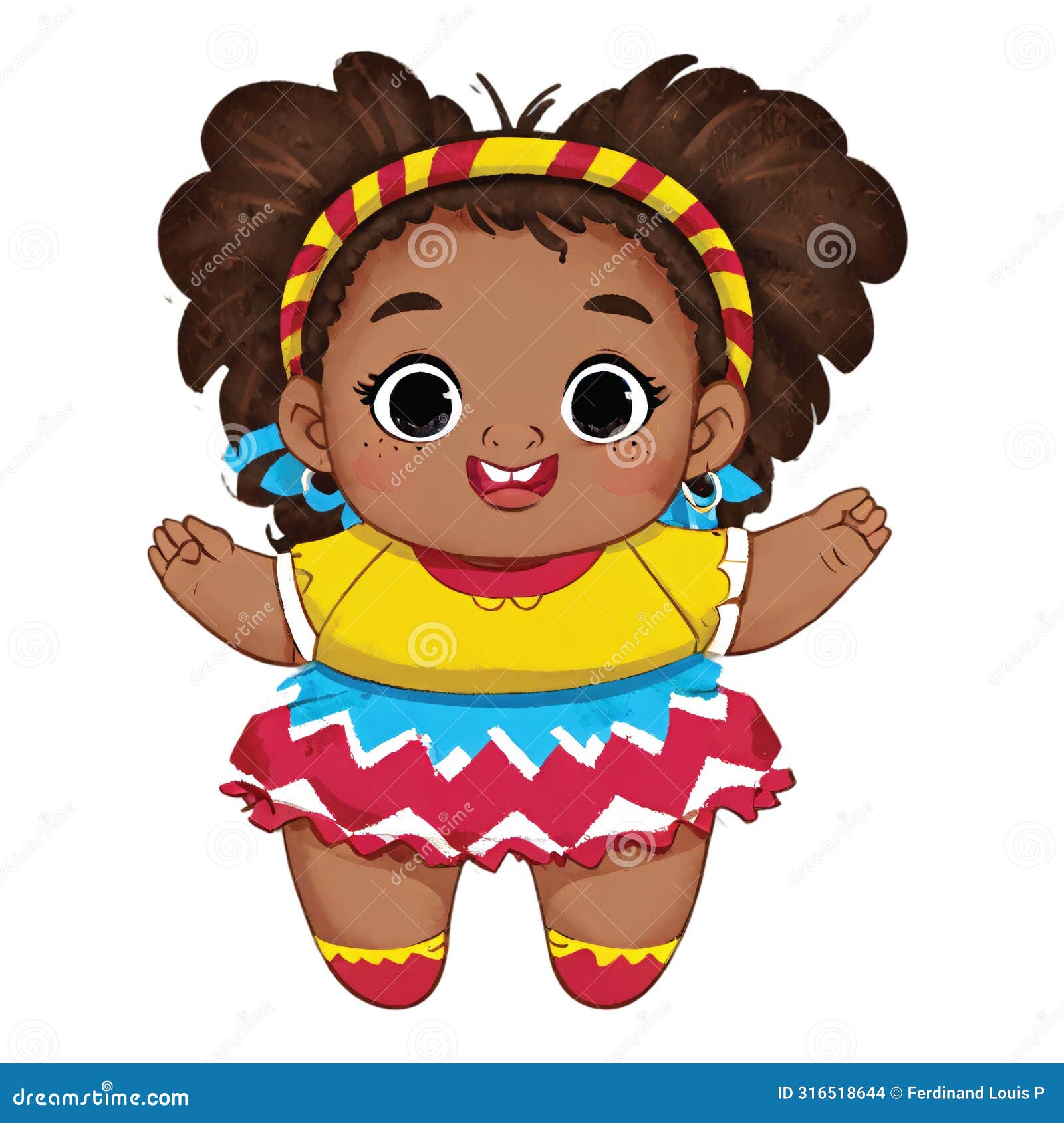 Papuan Girl Cute Chibi Style Printable Stickers Stock Illustration ...
