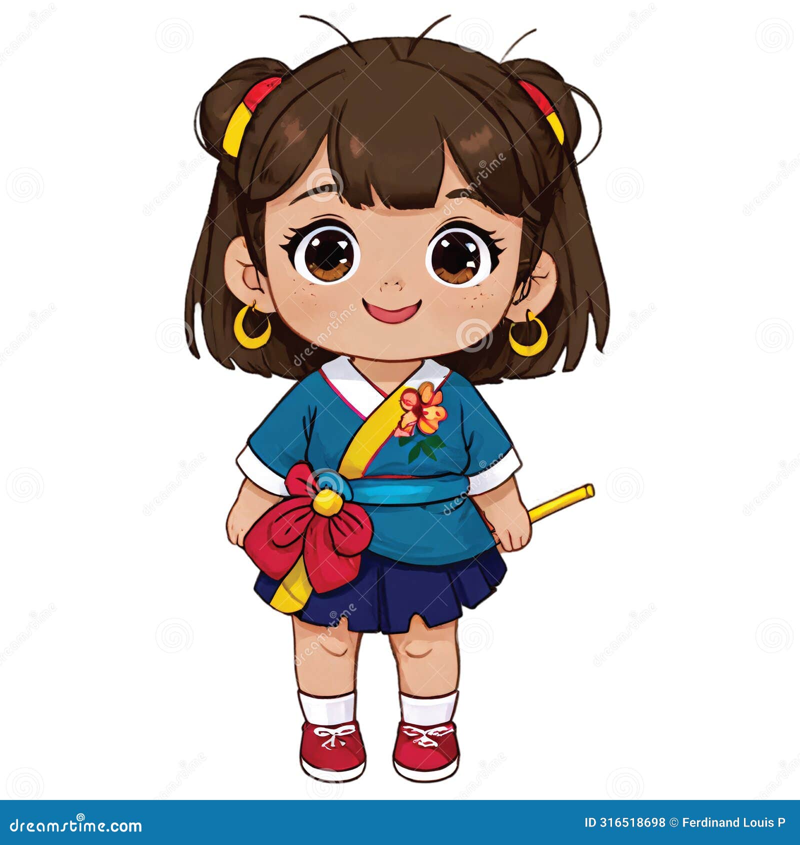 A Cute Chibi Anime Girl, Wearing Beautiful Traditional Hanfu Dress ...