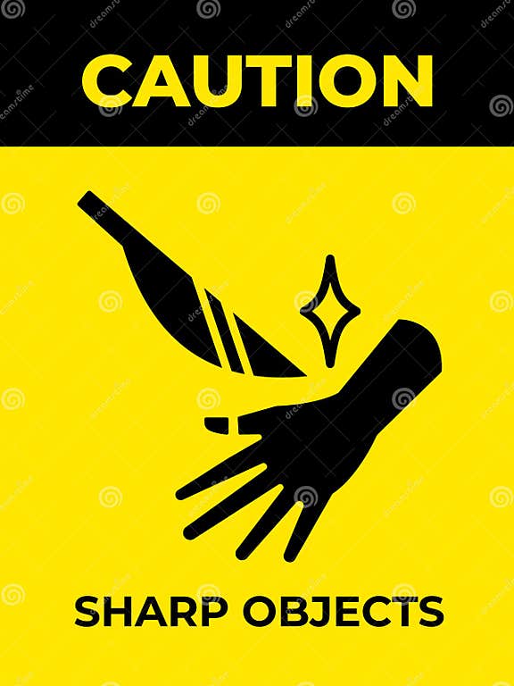 Caution Sharp Objects Poster Sign Stock Vector - Illustration of health ...