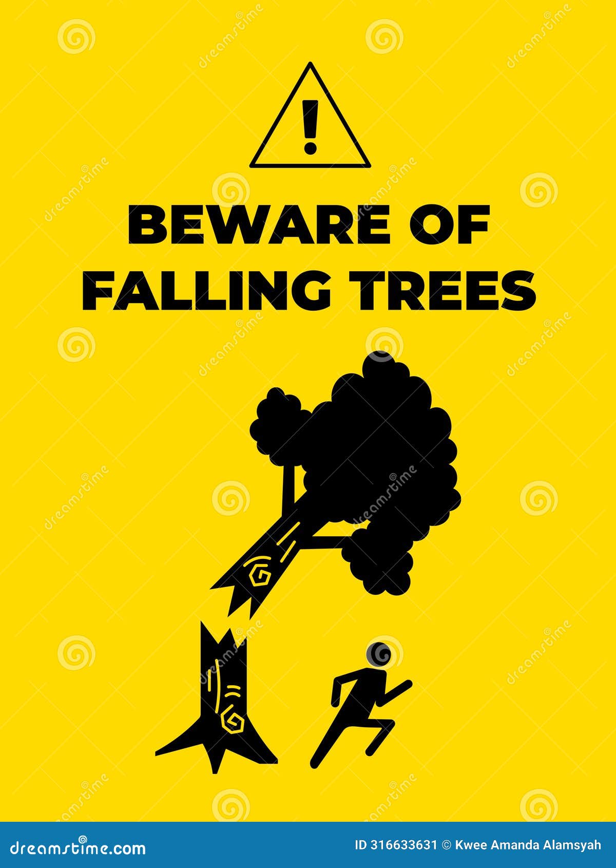 Beware of Falling Trees Poster Sign Stock Vector - Illustration of ...
