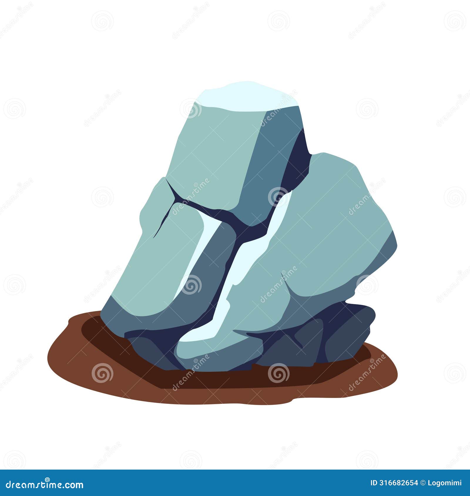 Gray Stone Cartoon Vector Art, Grey Rock Flat Illustration, Natural ...