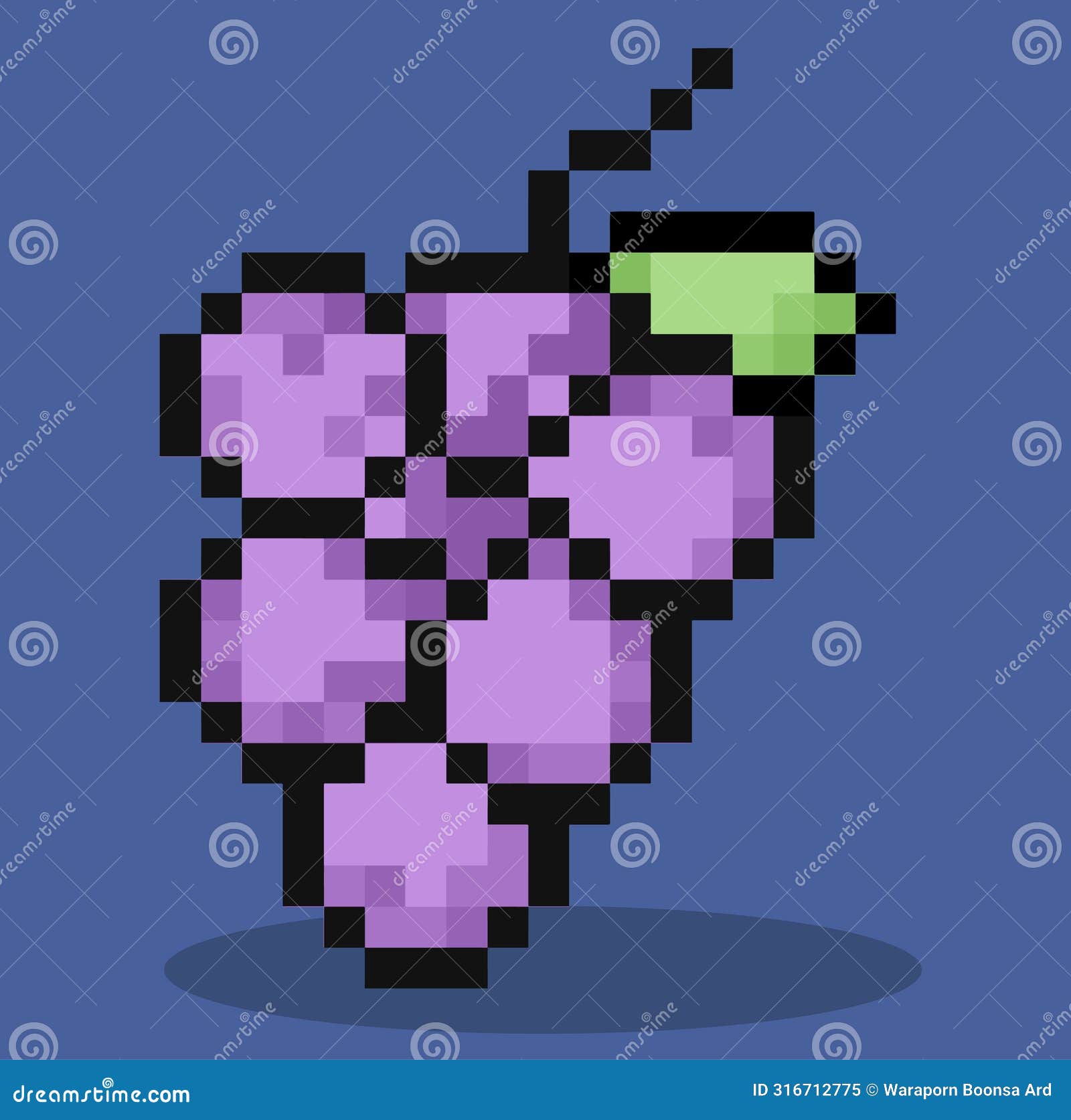 Grapes Cartoon in 8 Bit Pixel Art. Stock Vector - Illustration of food ...