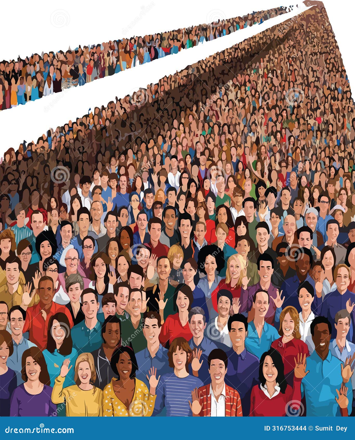 Print CROWD ILLUSTRATION with STRIKING DROP SHADOW Stock Illustration ...