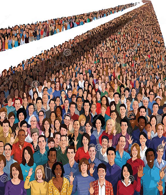 Print CROWD ILLUSTRATION with STRIKING DROP SHADOW Stock Illustration ...