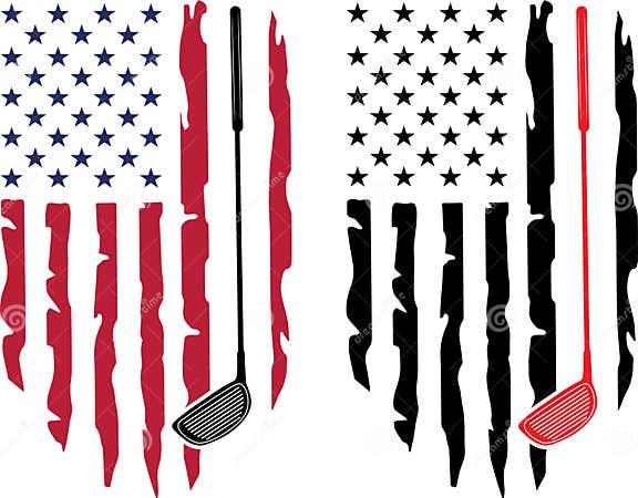 Golf American Flag, US Flag, Golf Team, Golf Club, Golf Ball Vector ...
