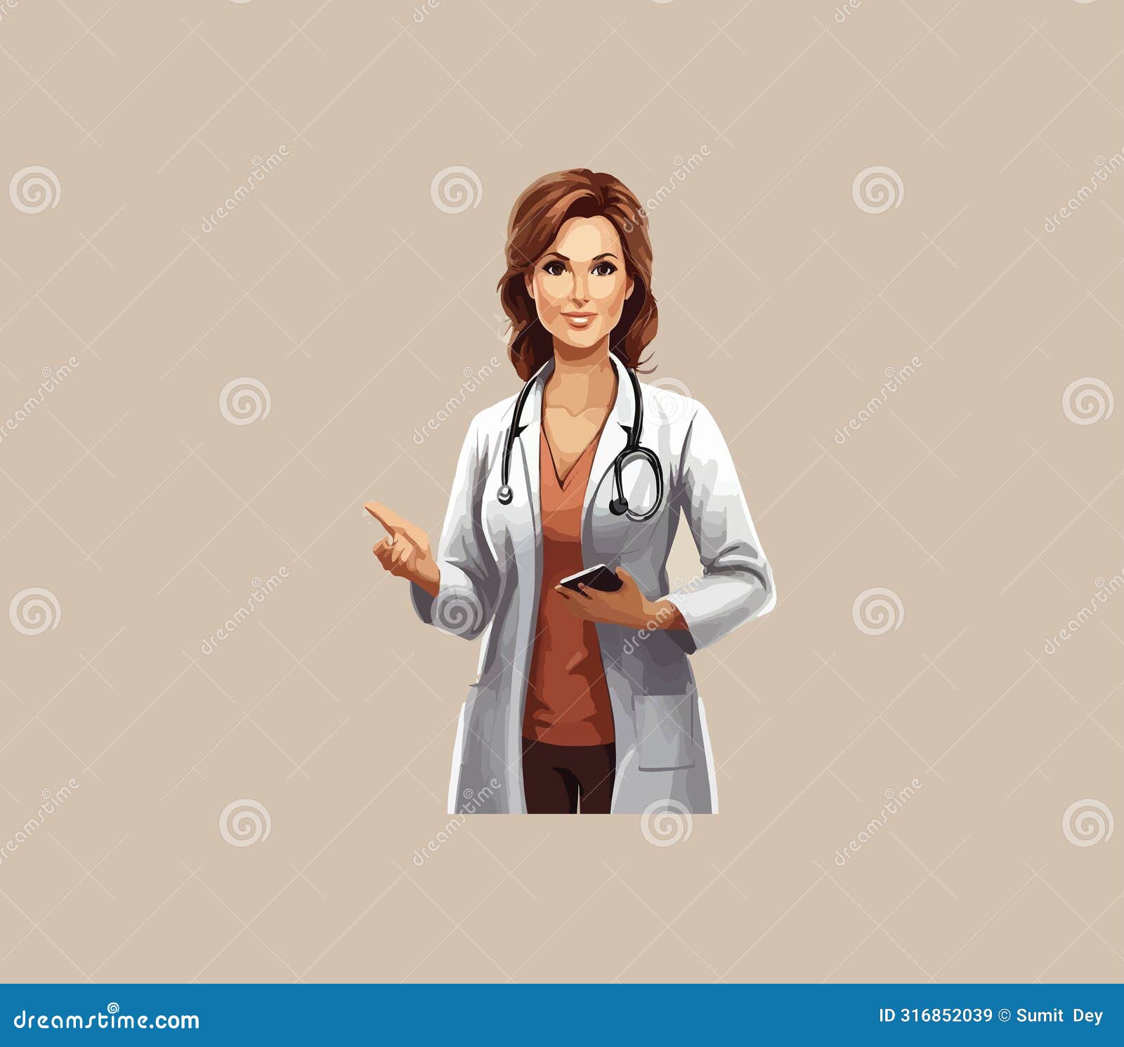 Print ILLUSTRATION of a FEMALE DOCTOR SPEAKING Stock Vector ...