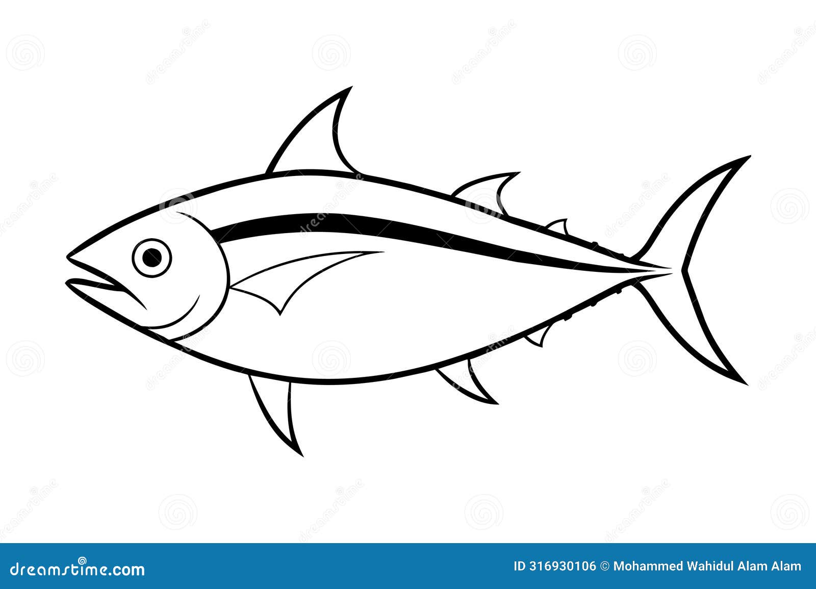 Bluefin Tuna Lineart Vector Illustration Stock Vector - Illustration of ...