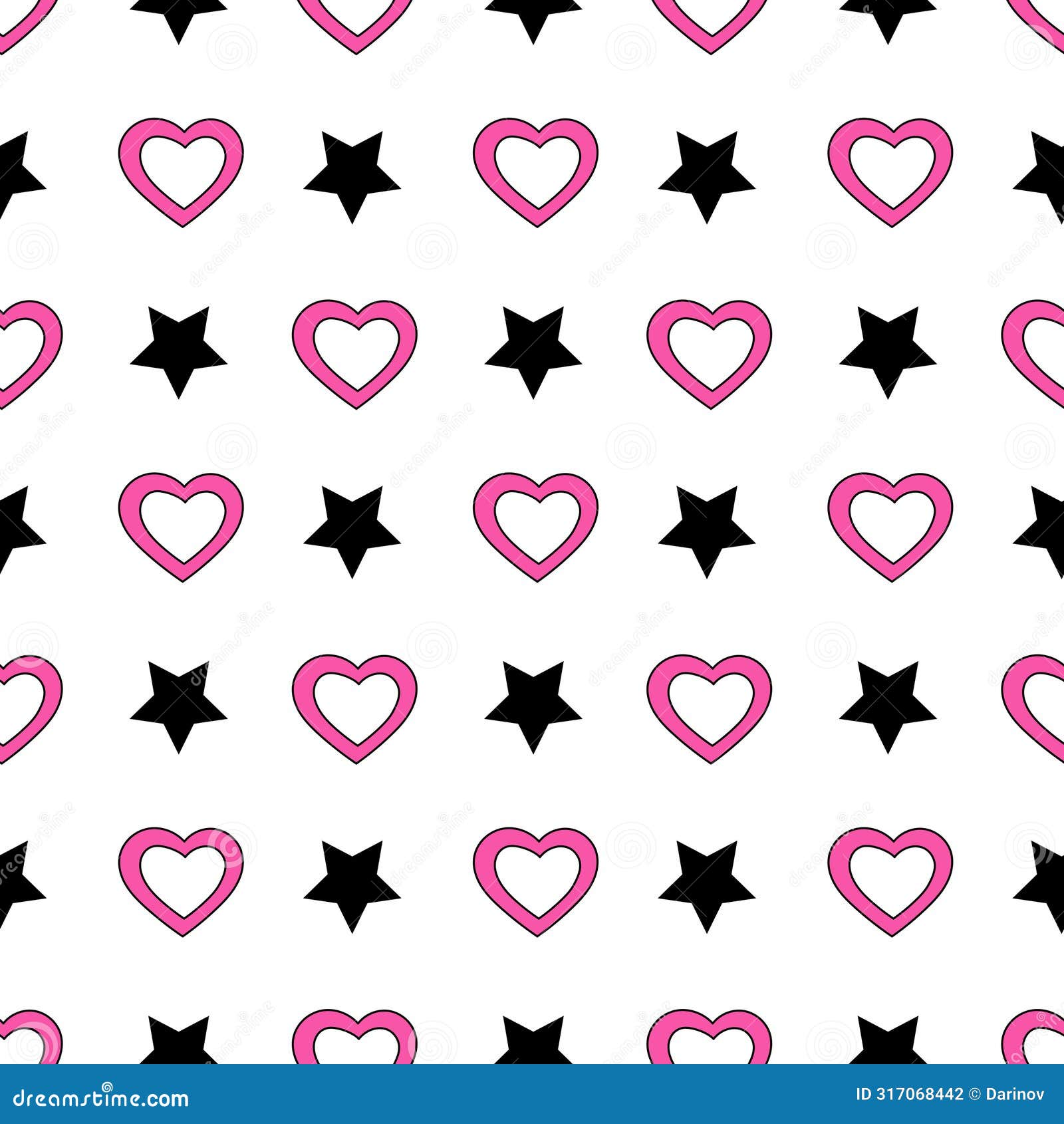 Y2k Seamless Pattern with Abstract Pink Hearts and Black Stars. Emo ...