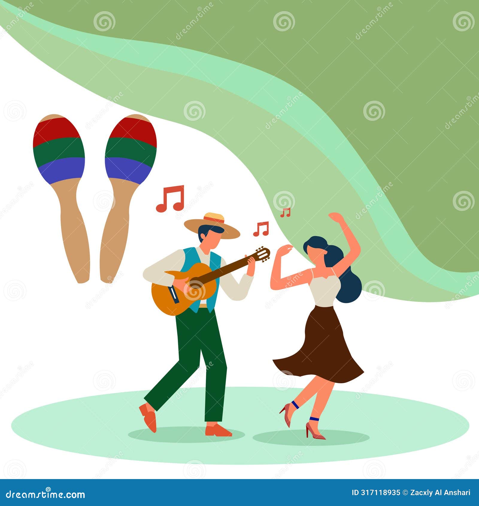 Two Romantic Couples are Singing and Dancing Stock Vector ...