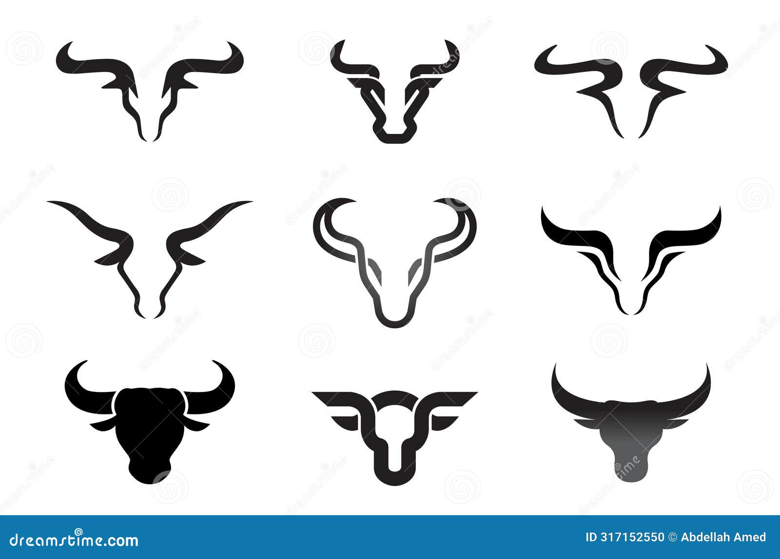 Creative Buffalo Cow Ox Bull Head Collection Logo Stock Vector ...