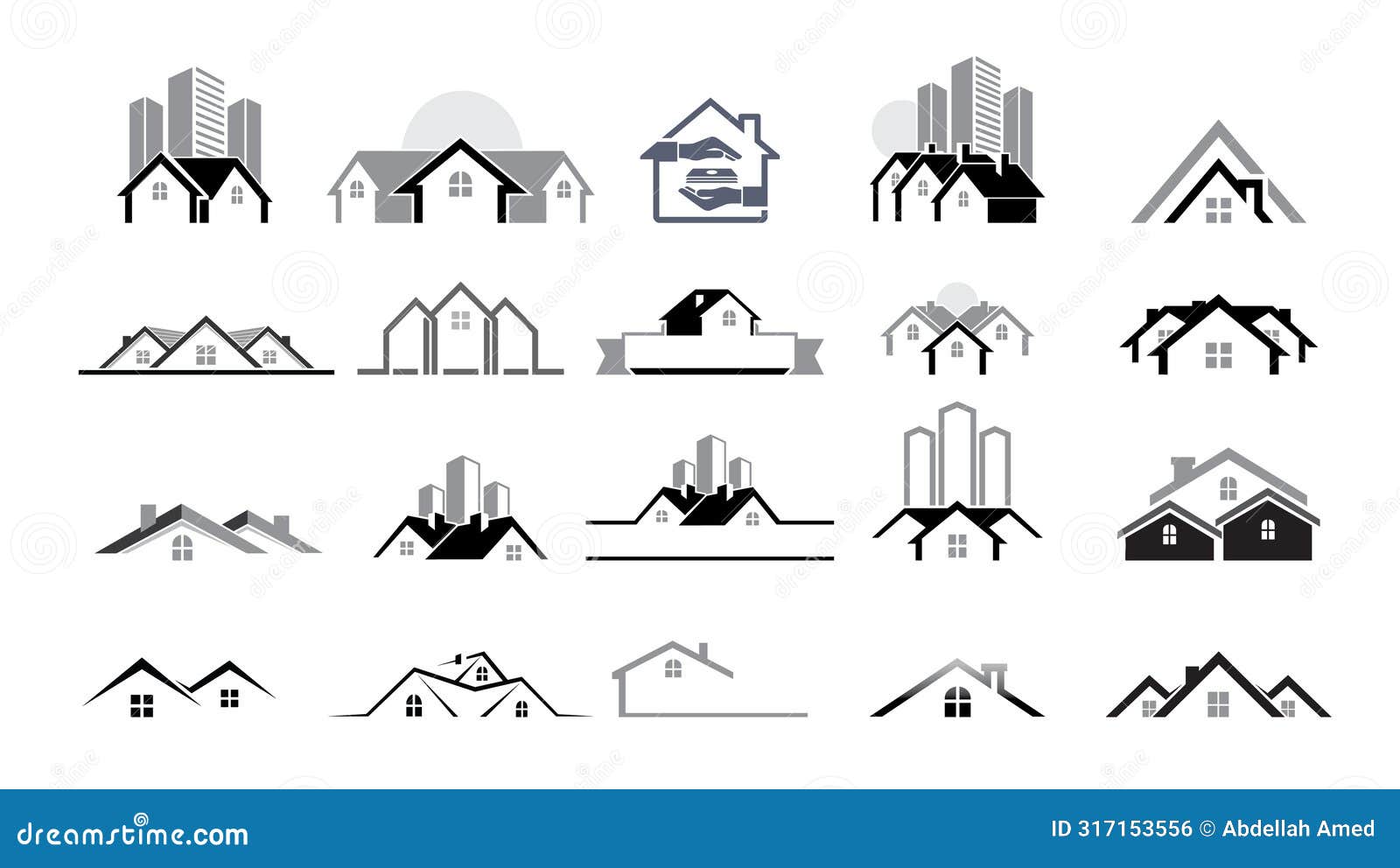 Creative Abstract Building Houses Collection Logo Stock Vector ...