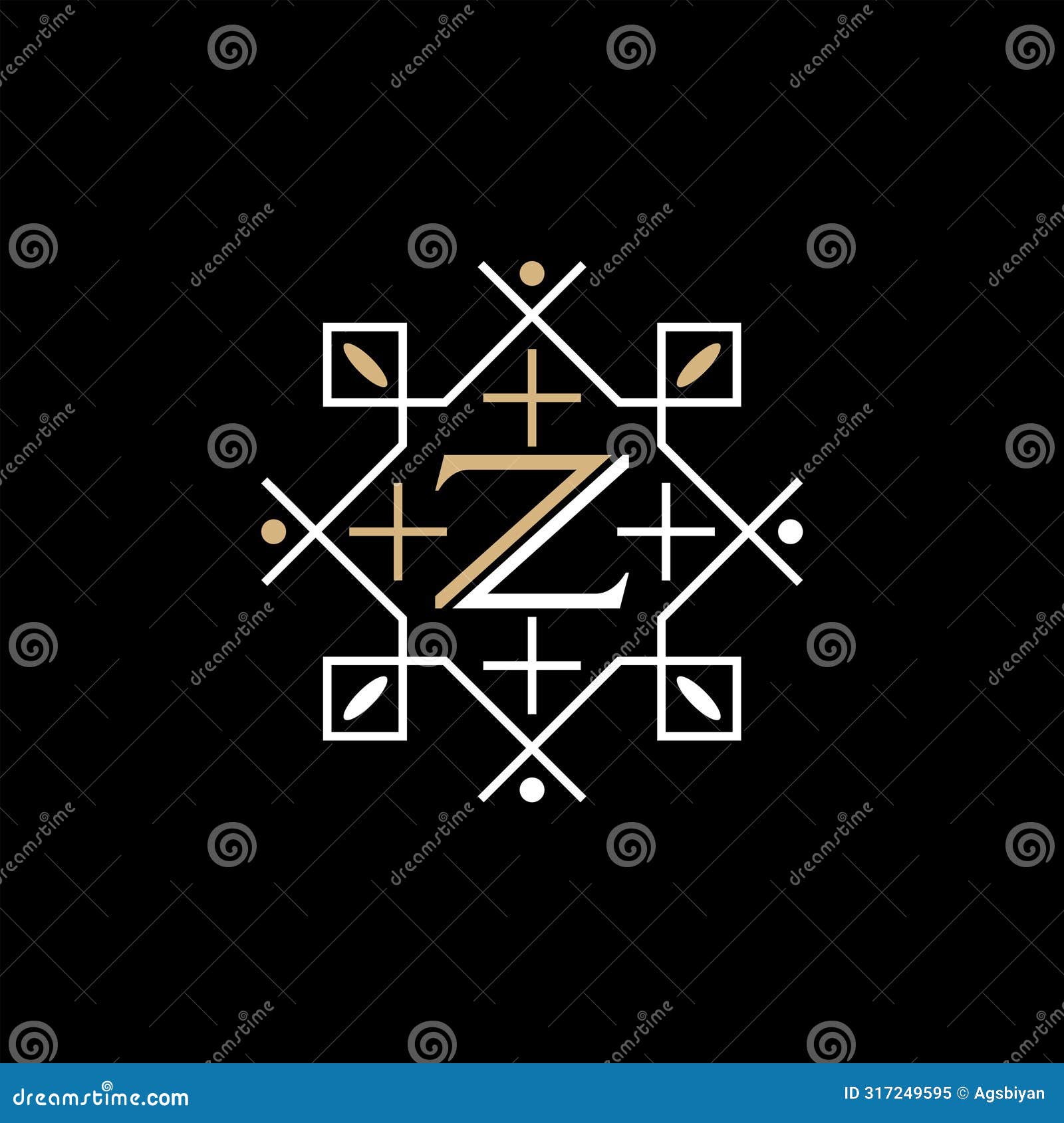 Pattern Motif Initial Letter Z Cut Serif Font Related To Art Wall Hand ...