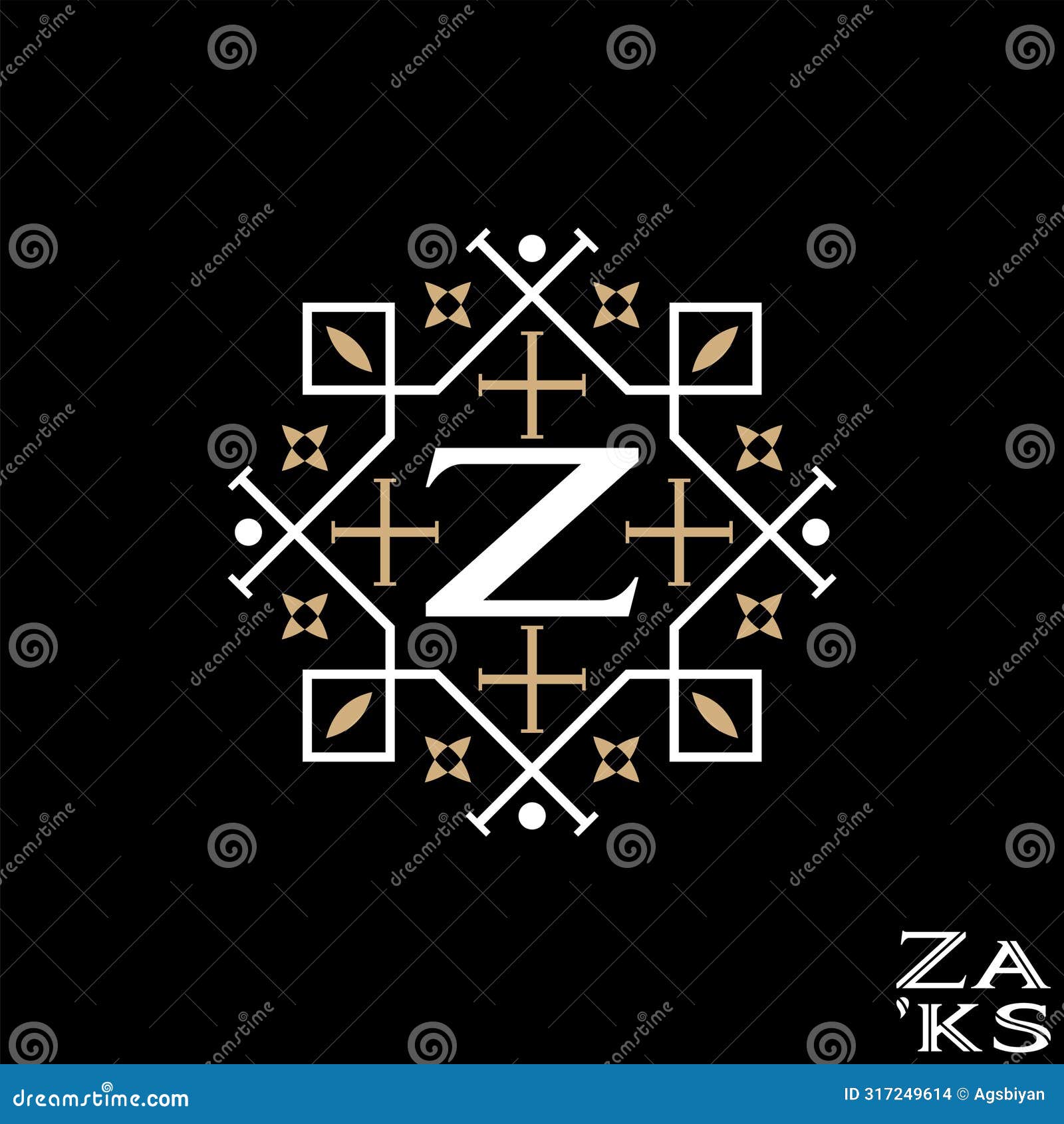 Pattern Motif Sign Initial Letter Z Serif Font Related Art Wedding ...