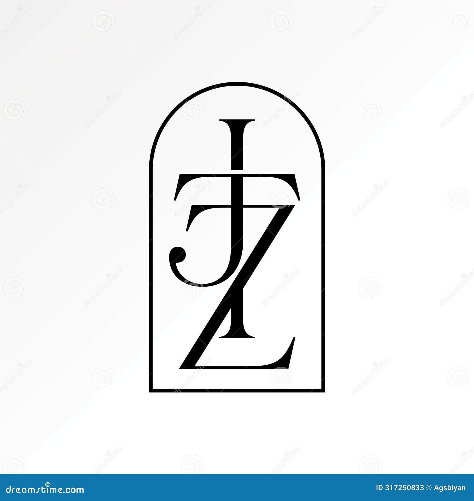 Initial Letter JTZ Serif Font Connect Top Down Related To Typography ...