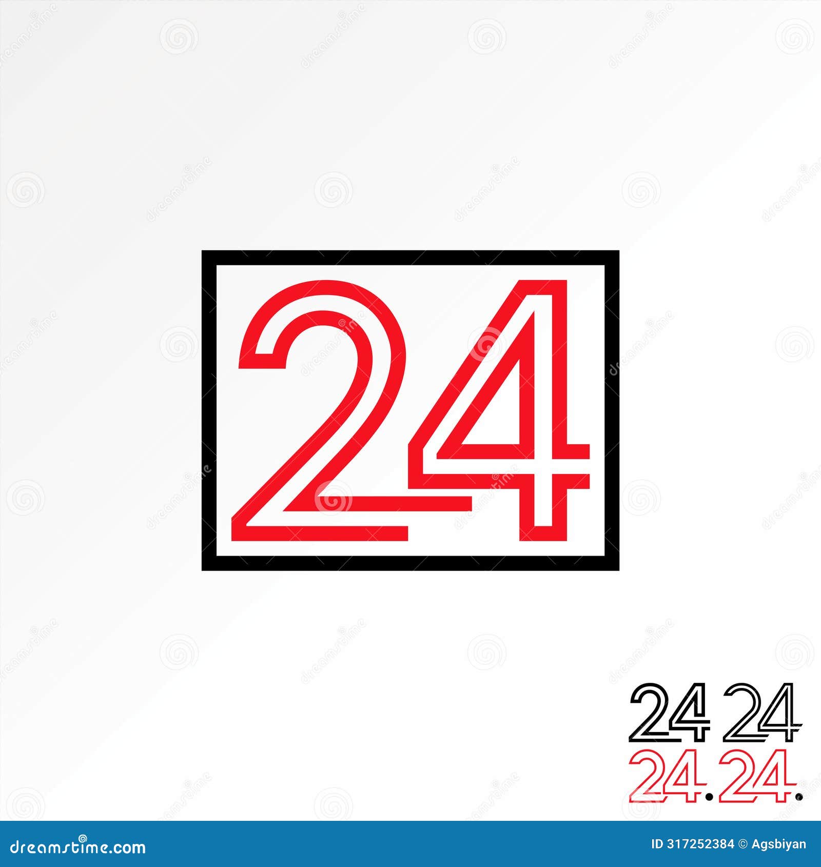 Initial Letter Icon Number 24 Double Twin Line Out. Related To ...