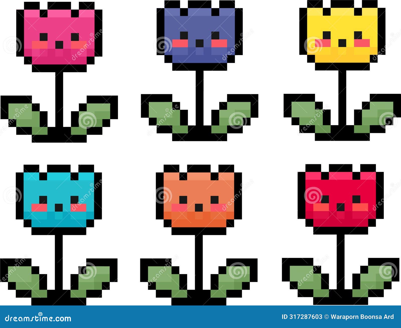 Tulip Cartoon In 8 Bit Pixel Art. | CartoonDealer.com #317287603