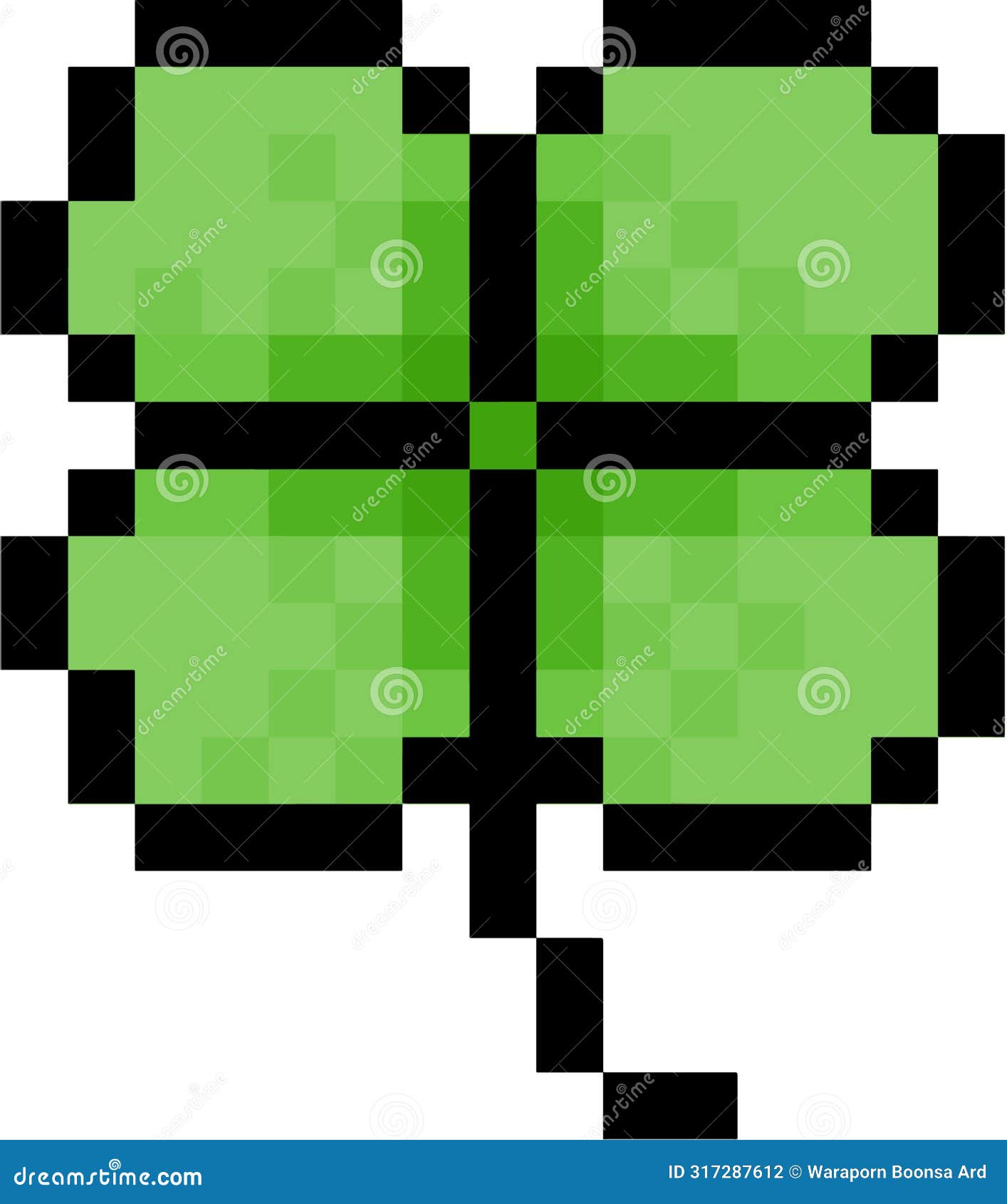 Four Leaf Clover in 8 Bit Pixel Art. Stock Vector - Illustration of ...