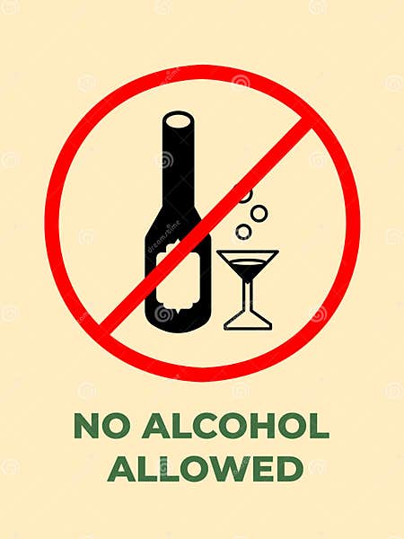 No Alcohol Allowed Poster Banner Sign Stock Illustration - Illustration ...