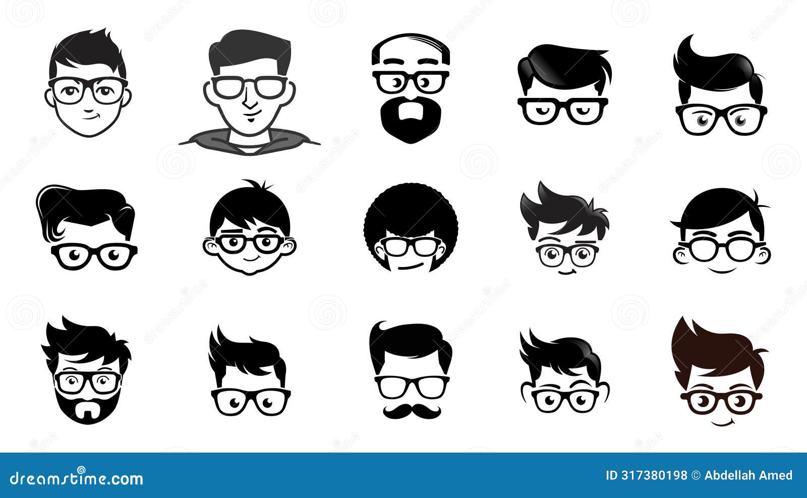 Creative Nerd Geek Faces Collection Logo Stock Vector - Illustration of ...