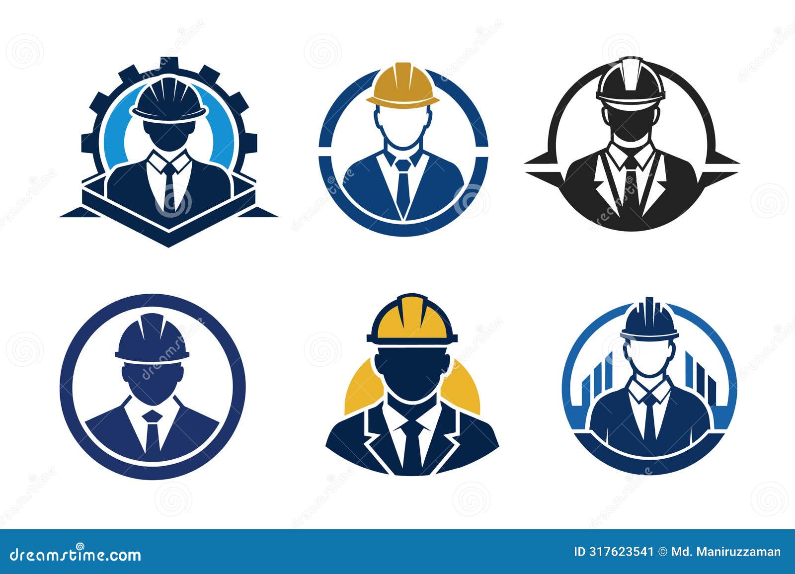 Civil Engineer Logo Icon Silhouette. Stock Vector - Illustration of ...