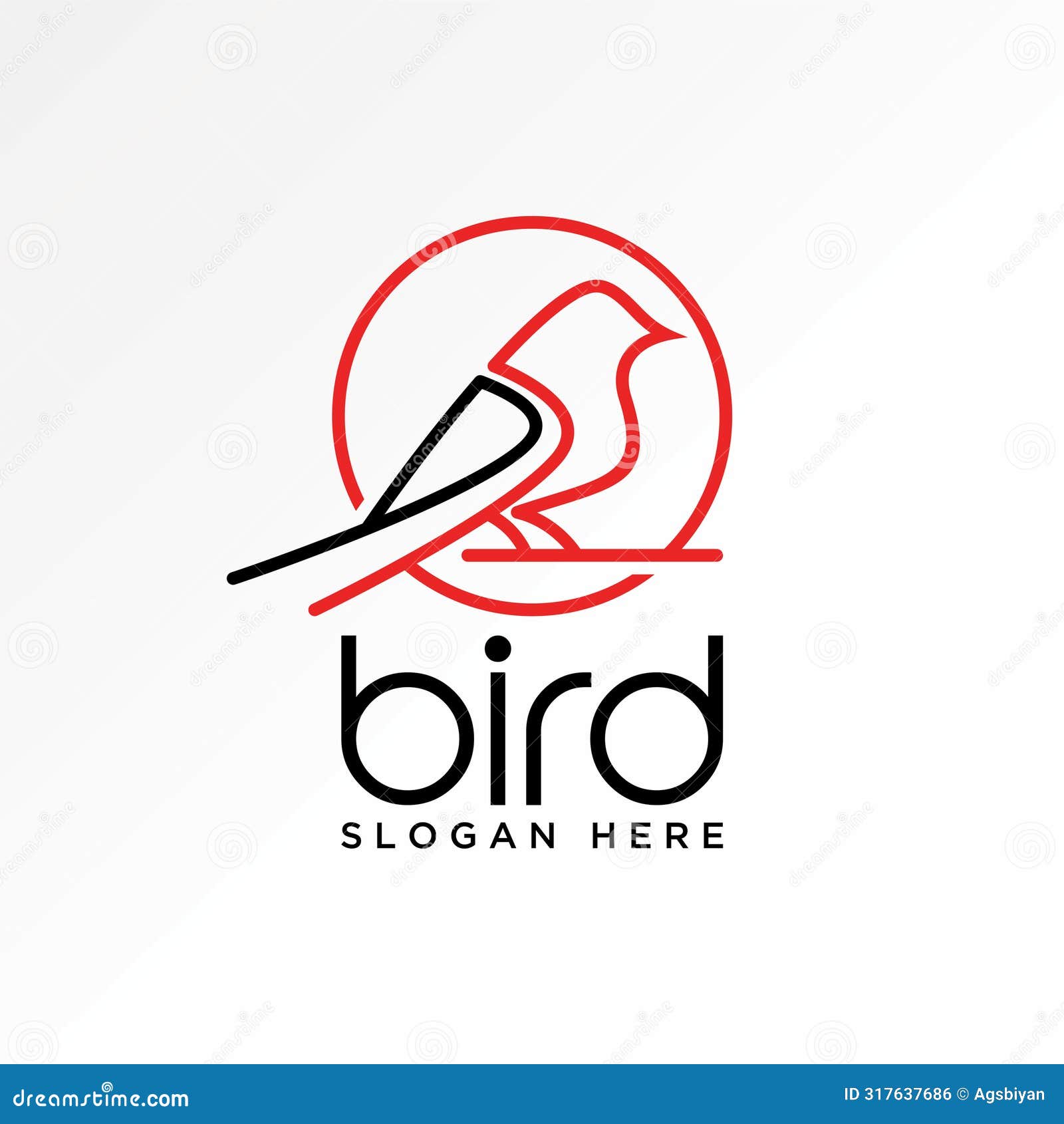 Emblem Circle Unique Line Art Out Bird on Stalk Related To Freedom ...