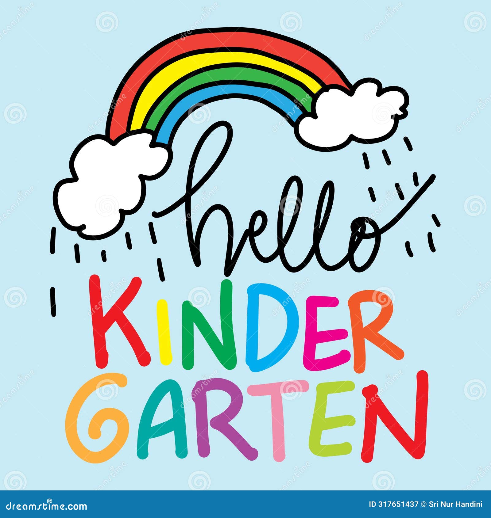 Hello Kindergarten. Hand Drawn Lettering Stock Vector - Illustration of ...