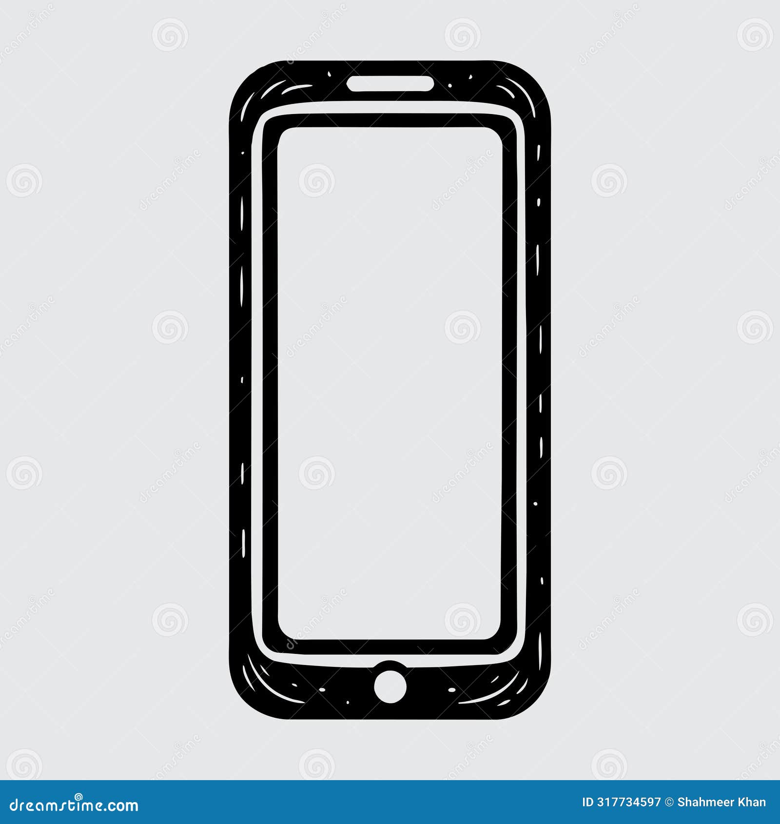 Smartphone Frame Border a Black Silhouette Icon, Transparent Screen and ...