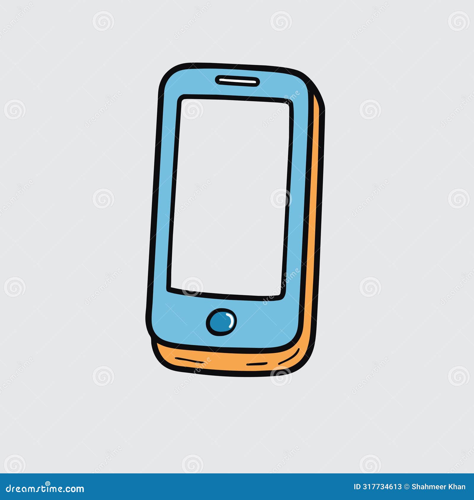 Doodle Phone Frame, a Cartoon Blue and Orange Phone, Transparent ...