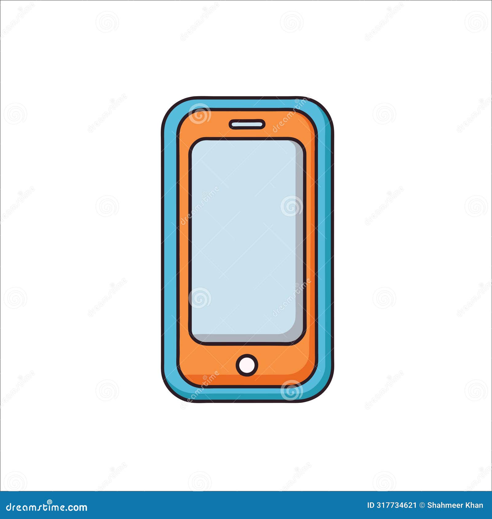 Doodle Phone Frame, a Cartoon Blue and Orange Phone, Transparent ...