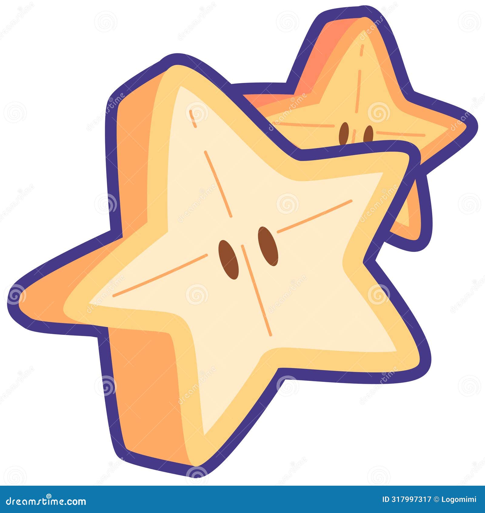 Cartoon Yellow Star Fruit Vector Illustration, Carambola Fruit Slices ...